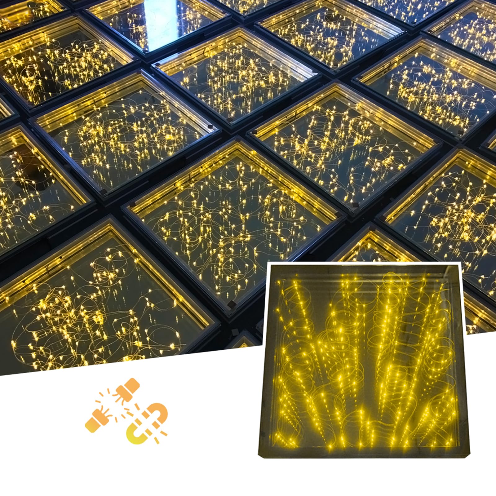 Amazon.com: MOKA SFX 3D Mirror Gold Led Dance Floor with Flight Case ...