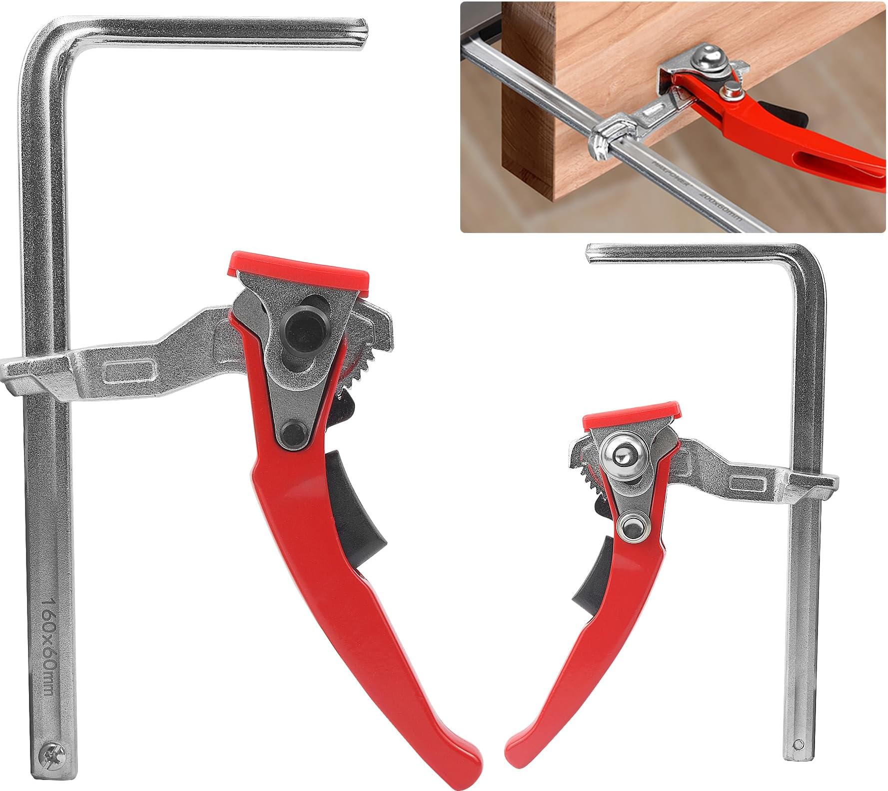 2 Stück Hebelzwinge - Ganzstahl Tischzwinge mit Hebelgriff ...