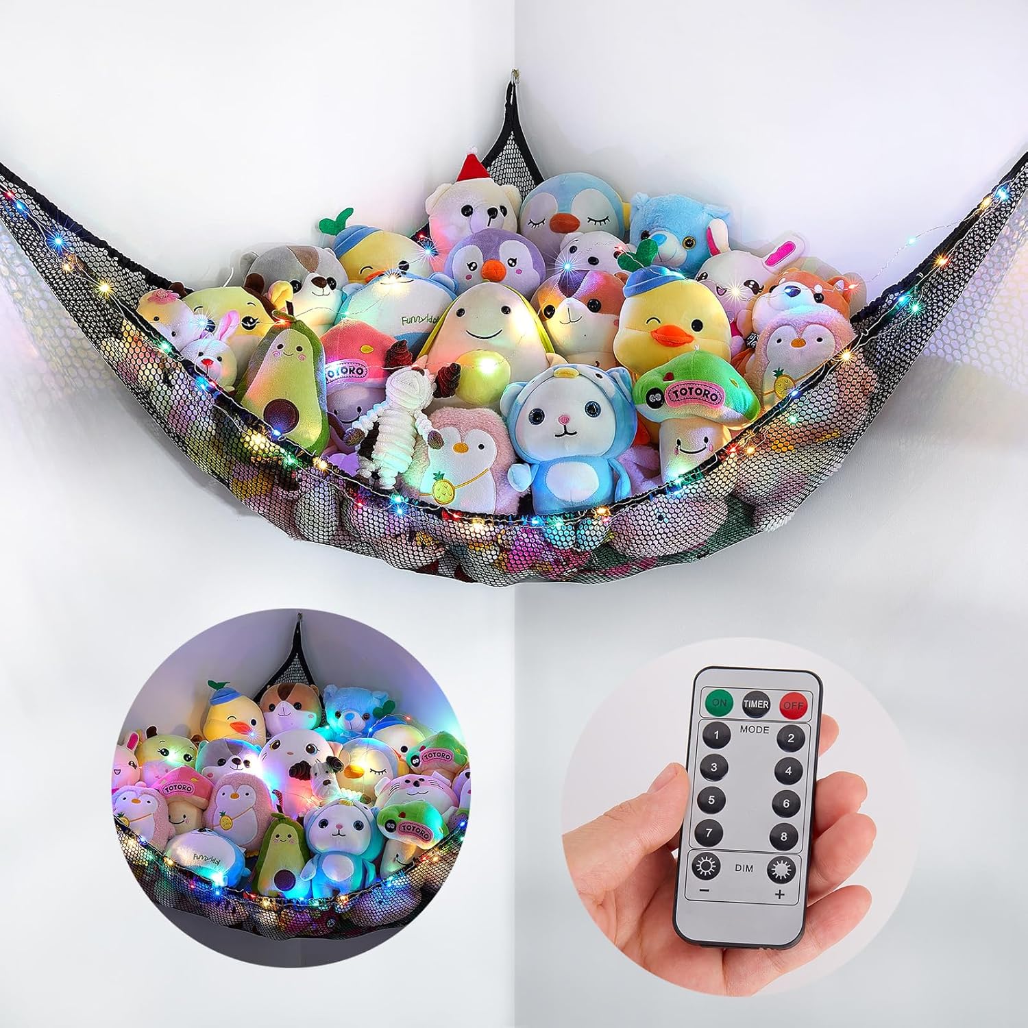 Amazon.com: Basumee Stuffed Animals Net or Hammock with LED Light ...
