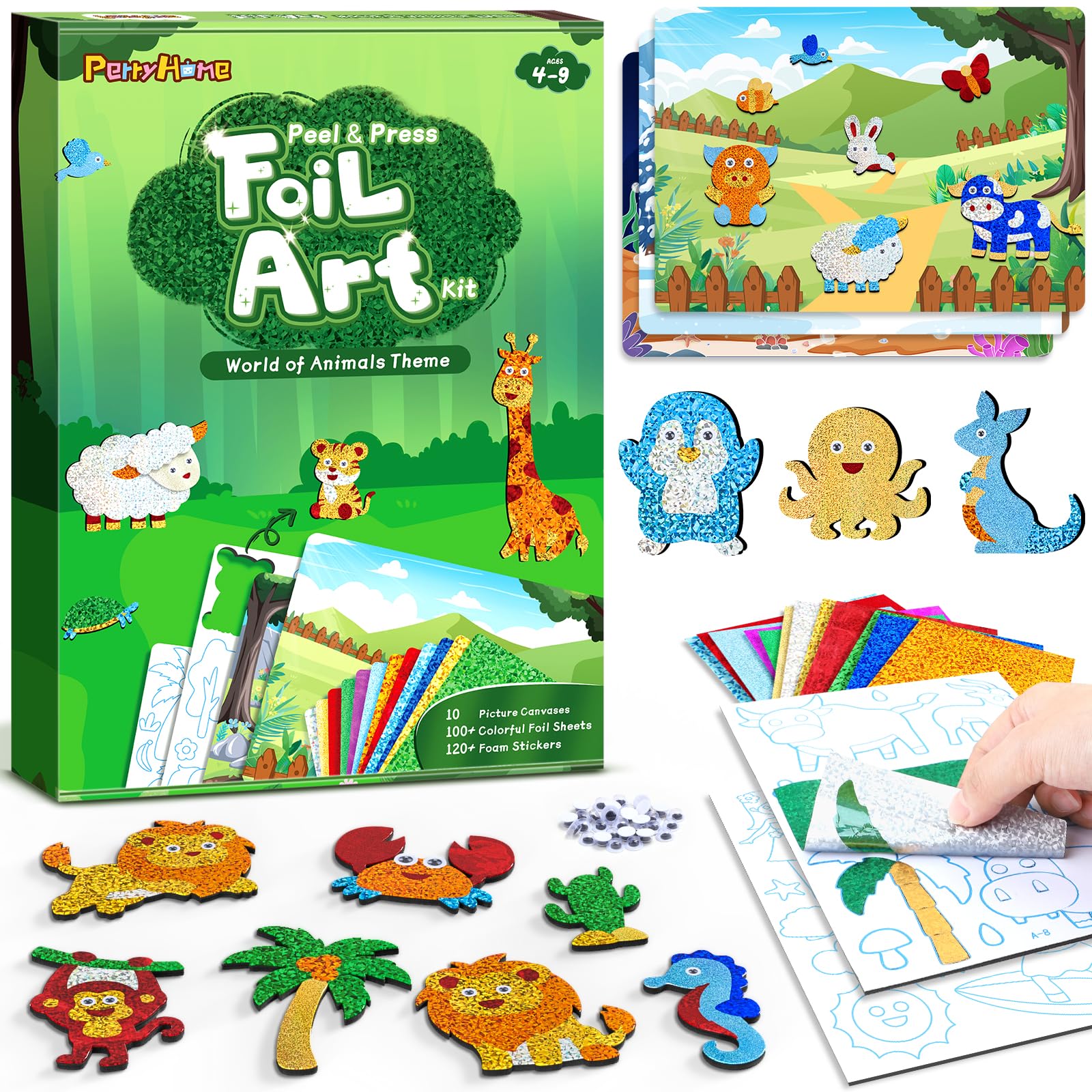 Amazon.com: PERRYHOME Foil Arts and Crafts Kits-DIY No Mess Animal Fun ...