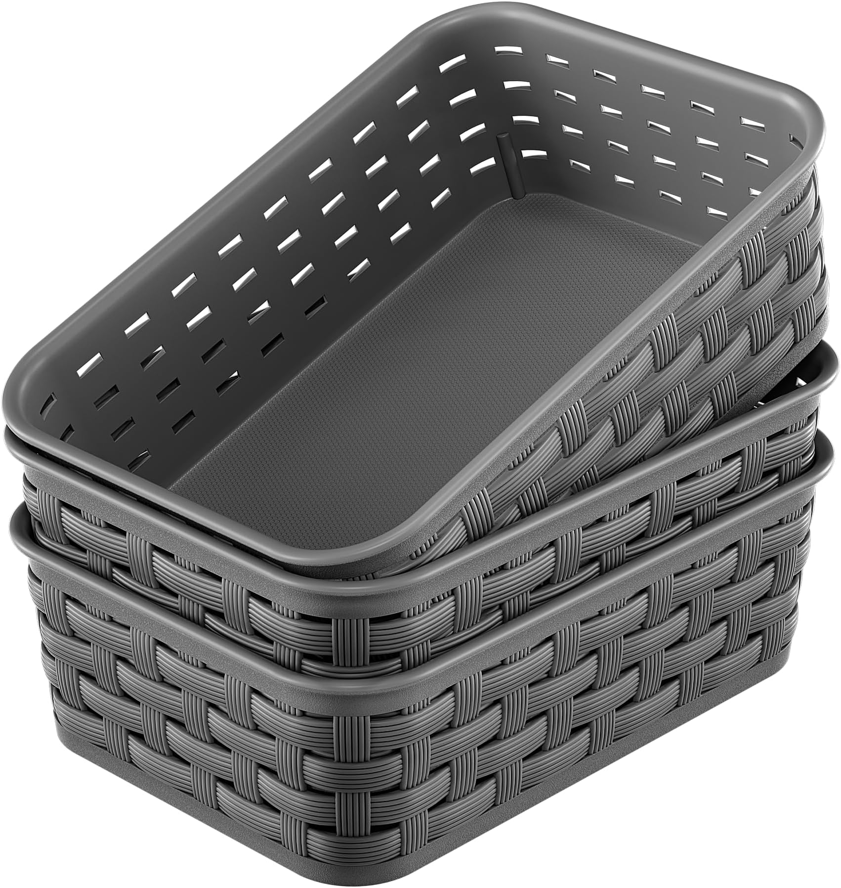 Amazon.com: Qskely Plastic Storage Baskets/Bins Organizer for Bathroom ...