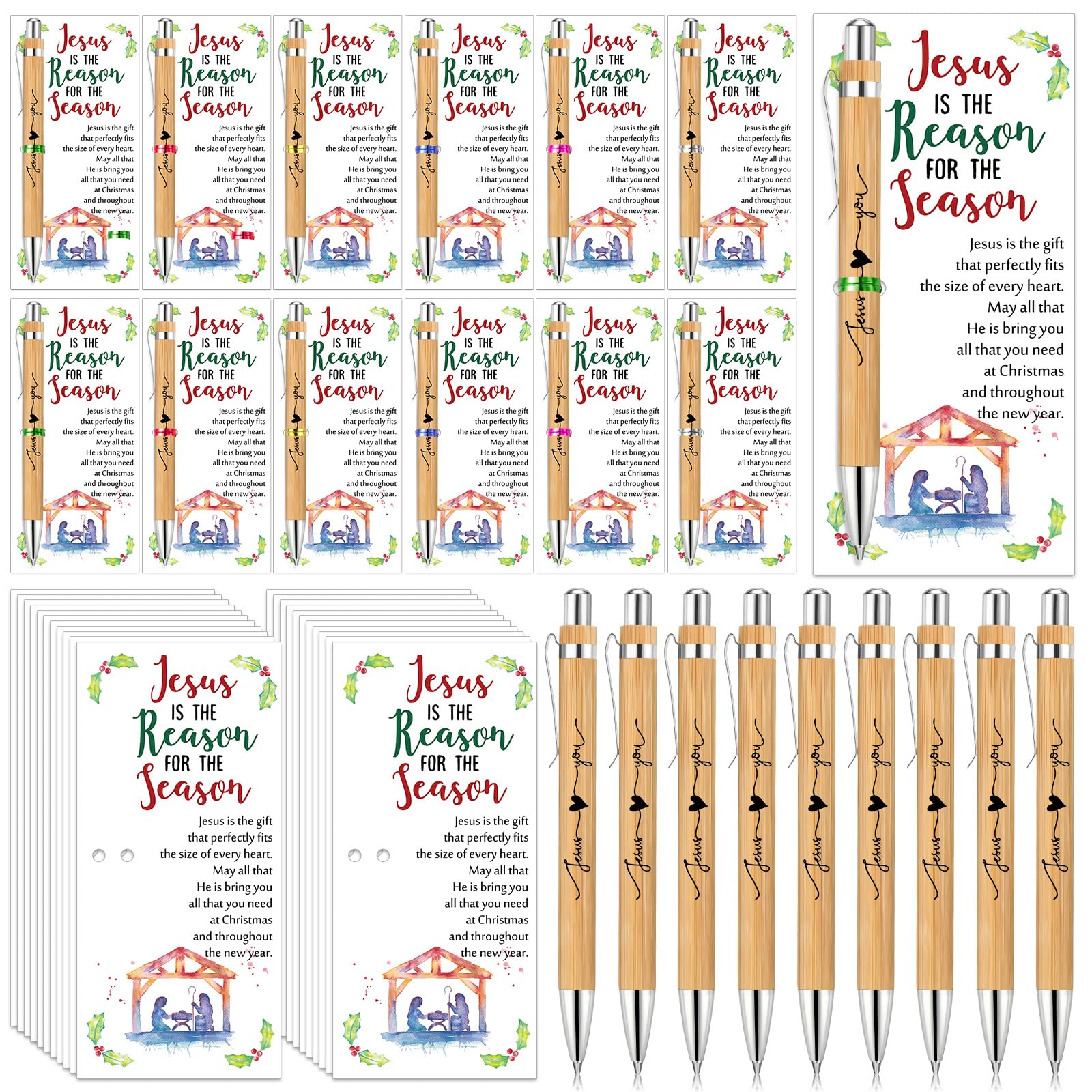 Amazon.com : Sayglossy 40 Sets Christmas Christian Gifts Jesus Loves ...