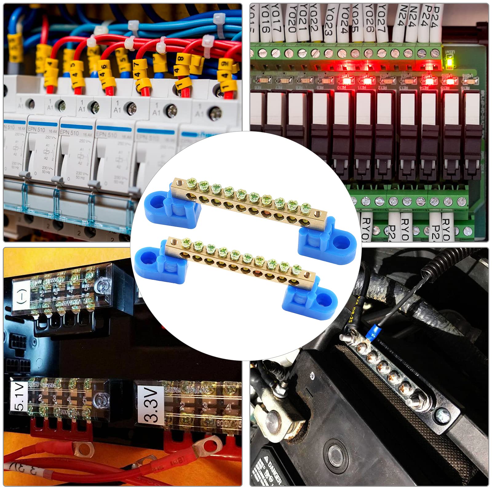 Snapklik.com : Uenhoy 5 Pcs Terminal Bus Bar 10 Positions Brass Wire ...