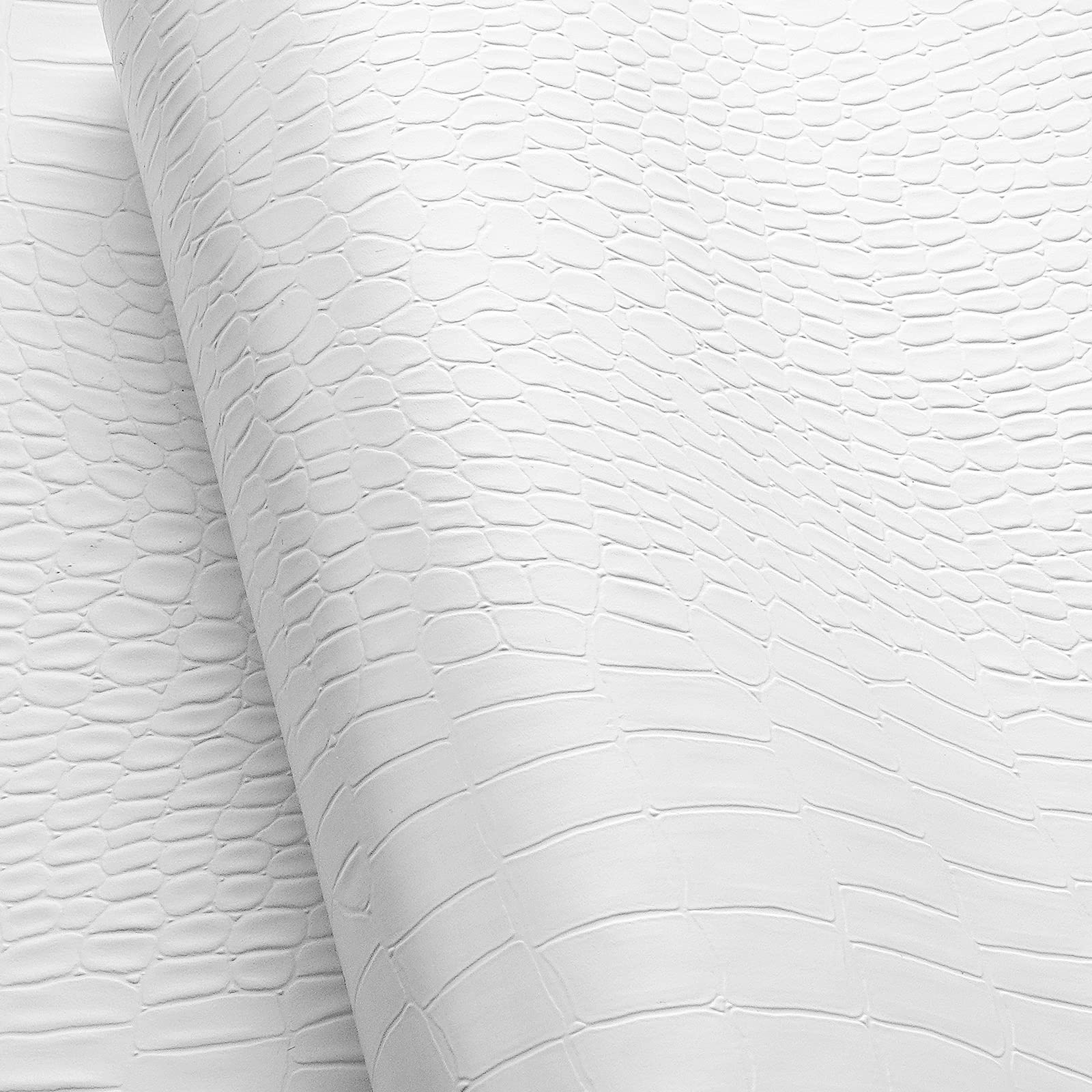 LaCheery Matte Crocodile Wallpaper White Peel and Stick Wallpaper Textured Alligator Print ...