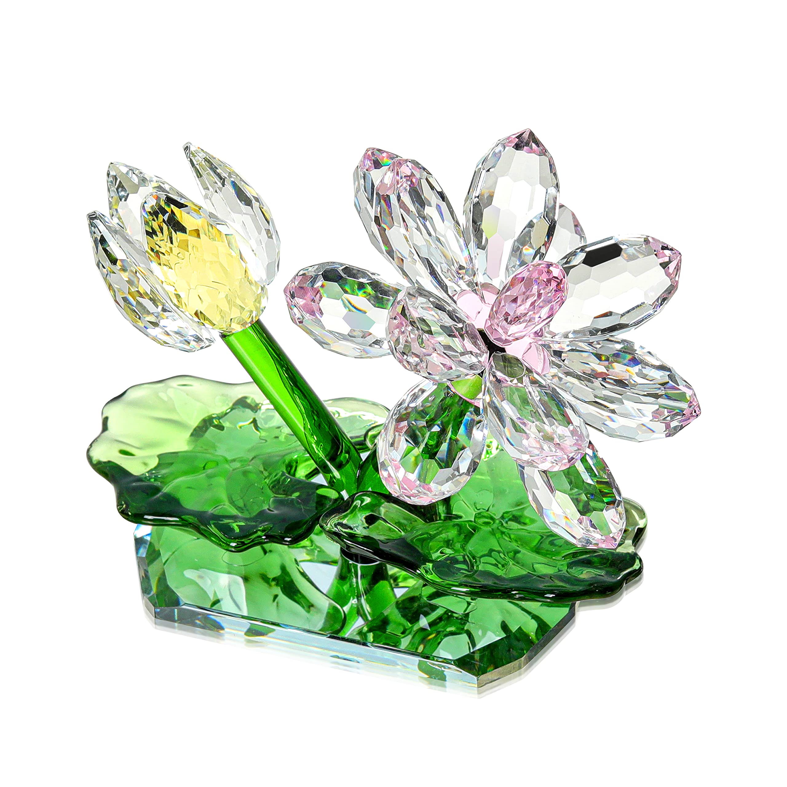 Amazon.com: LONGWIN Crystal Lotus Flower Figurines Glass Flowers Art ...