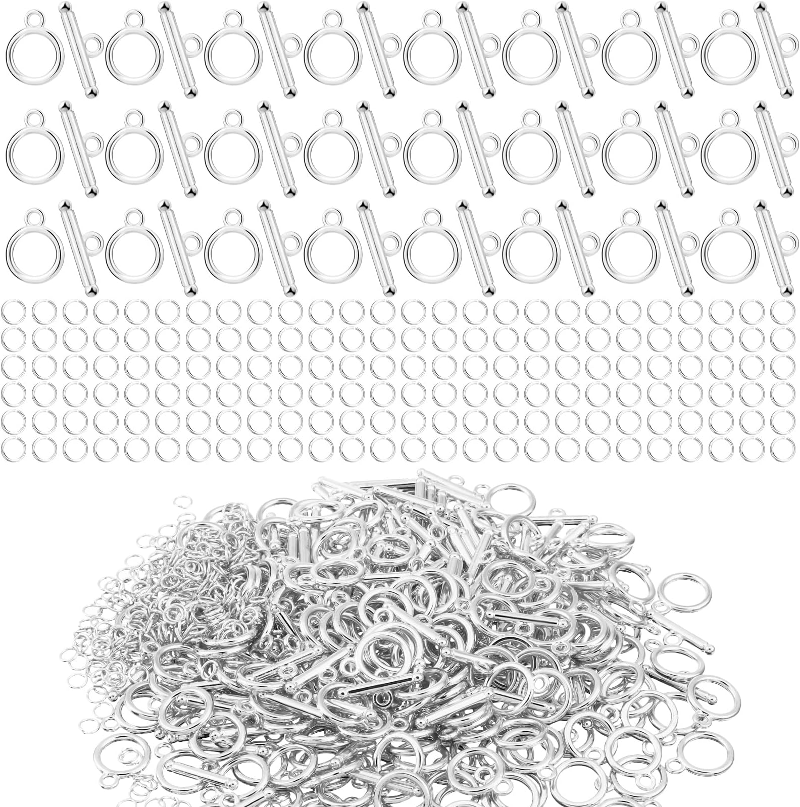Amazon.com: Inbagi 560 Pcs Silver Toggle Clasps for Jewelry Making ...