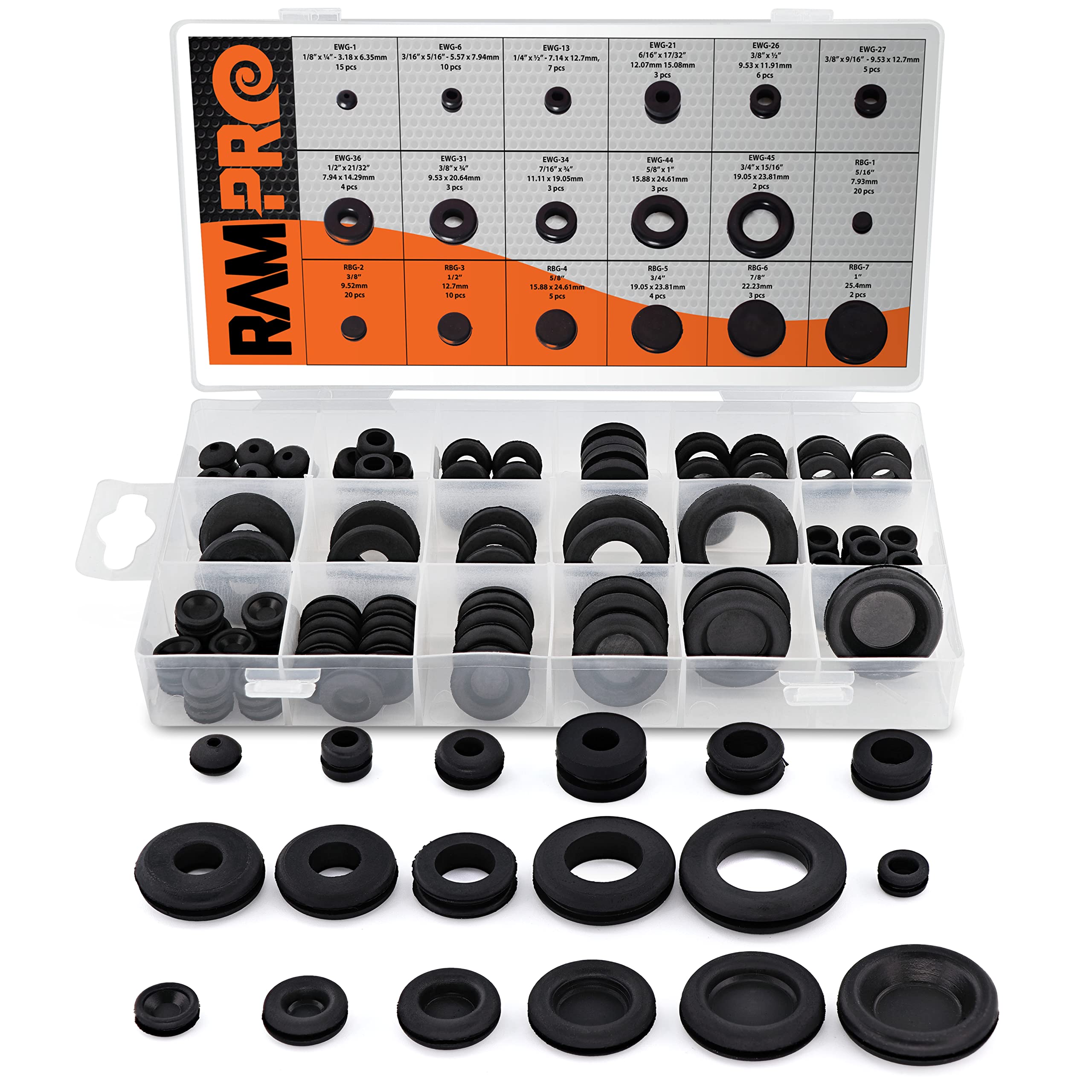 Buy 125pc 18 Sizes Rubber Grommet Kit Includes Rubber Grommets For