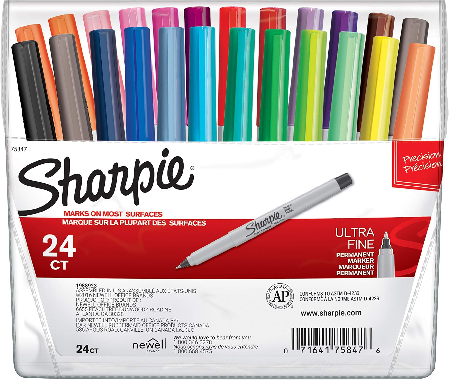 Sharpie Ultra-Fine-Point Permanent Markers, 24-Pack Colored Markers ...