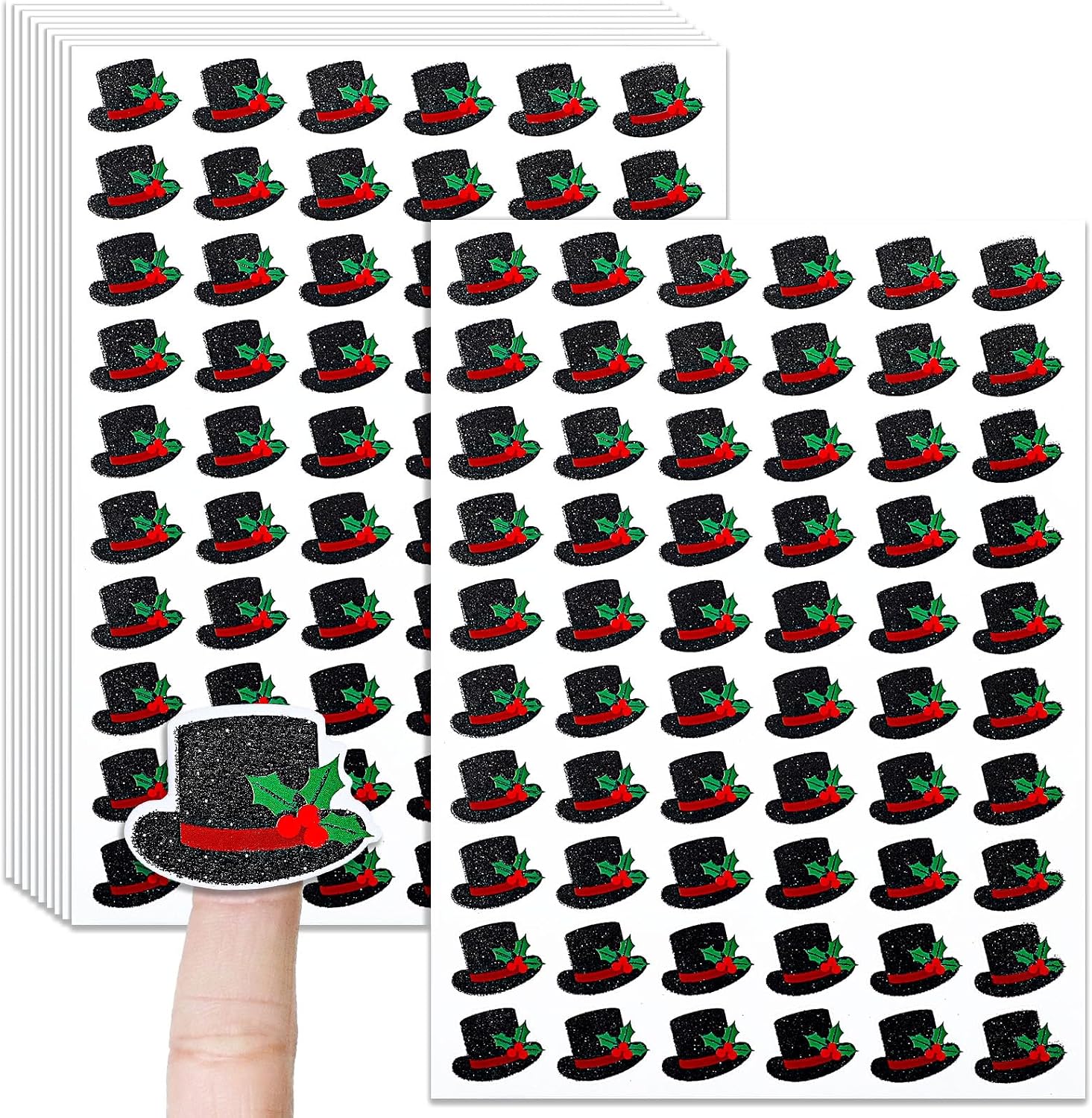 Amazon.com: Honoson 600 Pcs Tiny Glitter Christmas Top Hat Stickers ...