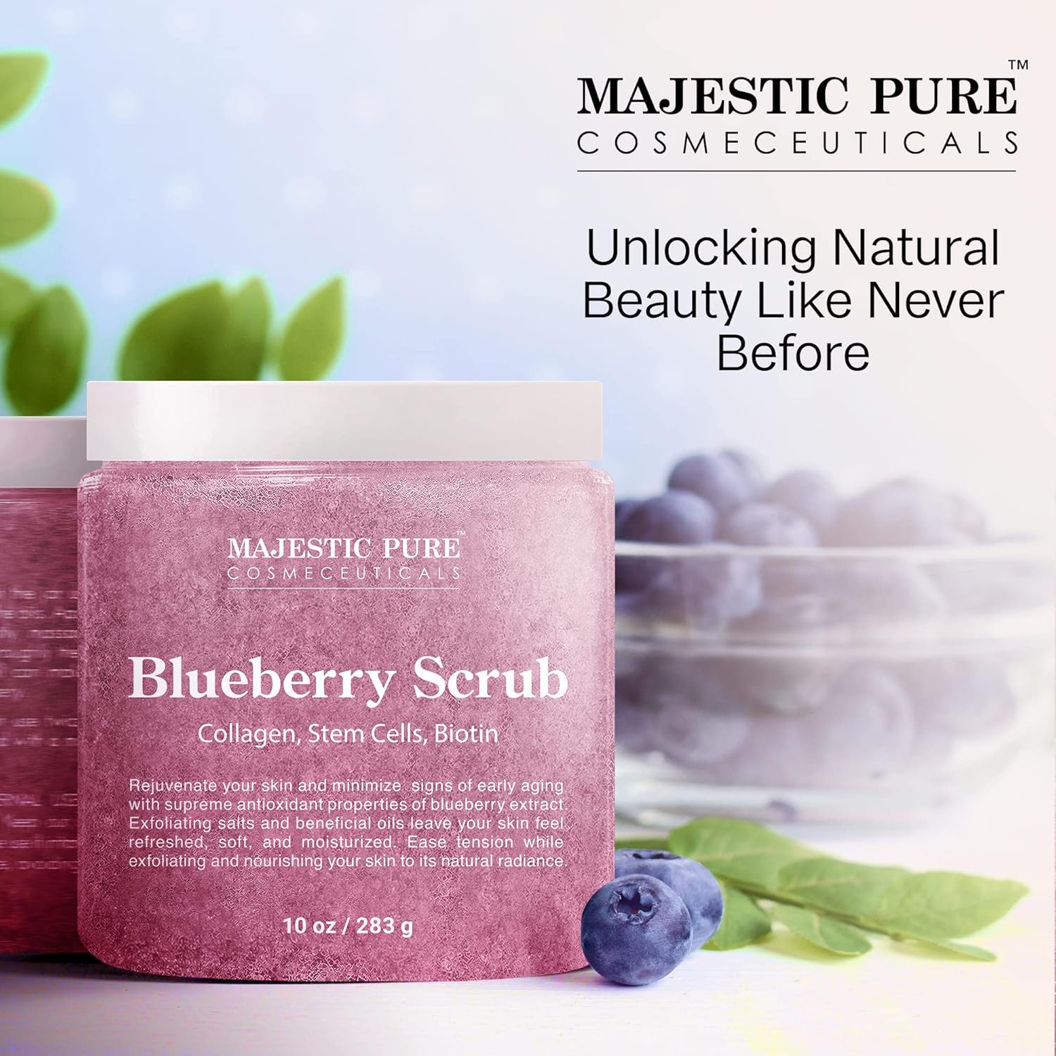 Buy MAJESTIC PURE Blueberry Body Scrub, with Collagen, Stem Cell ...