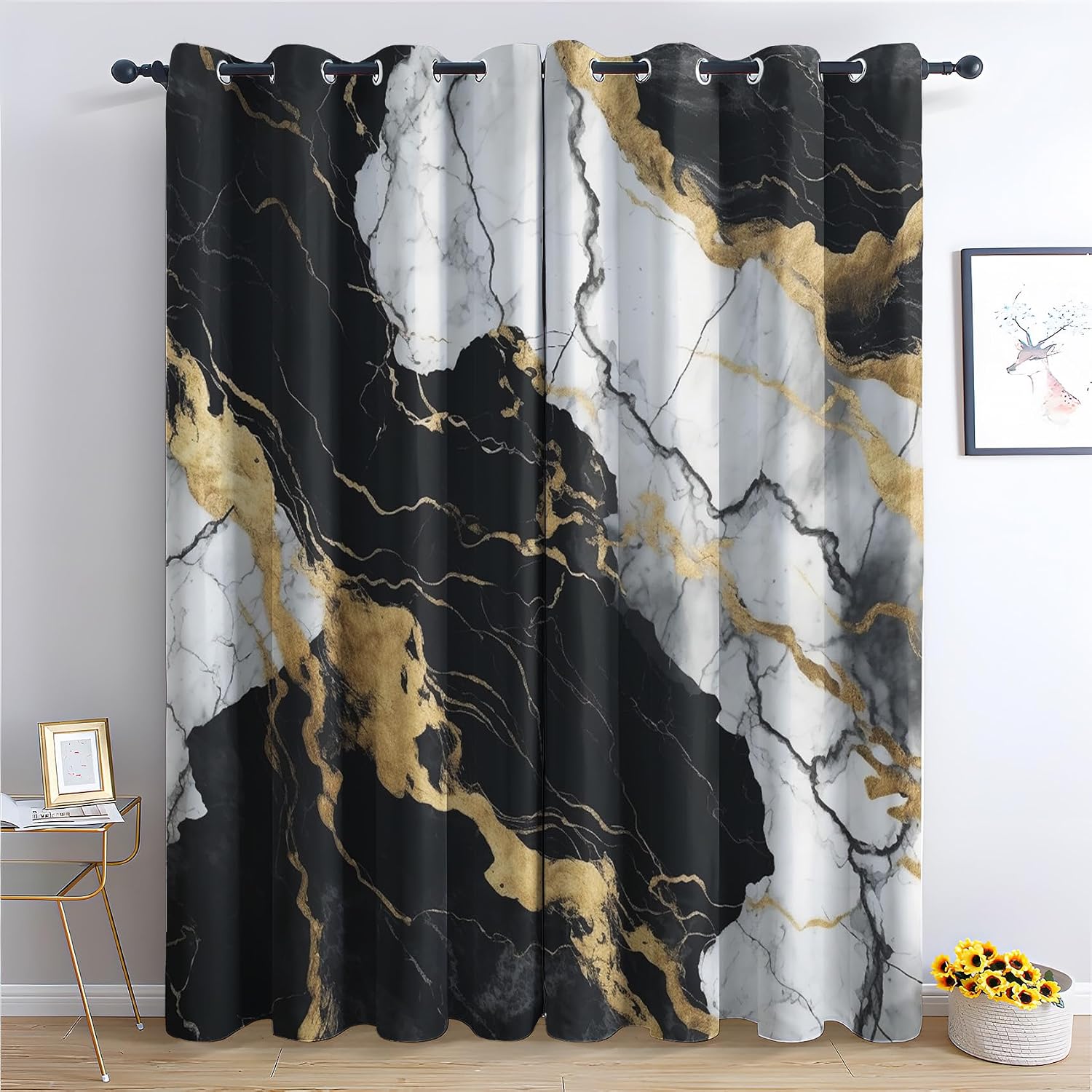 Amazon.com: wanjv Marble Curtains, Modern Abstract Blackout Curtains 63 ...