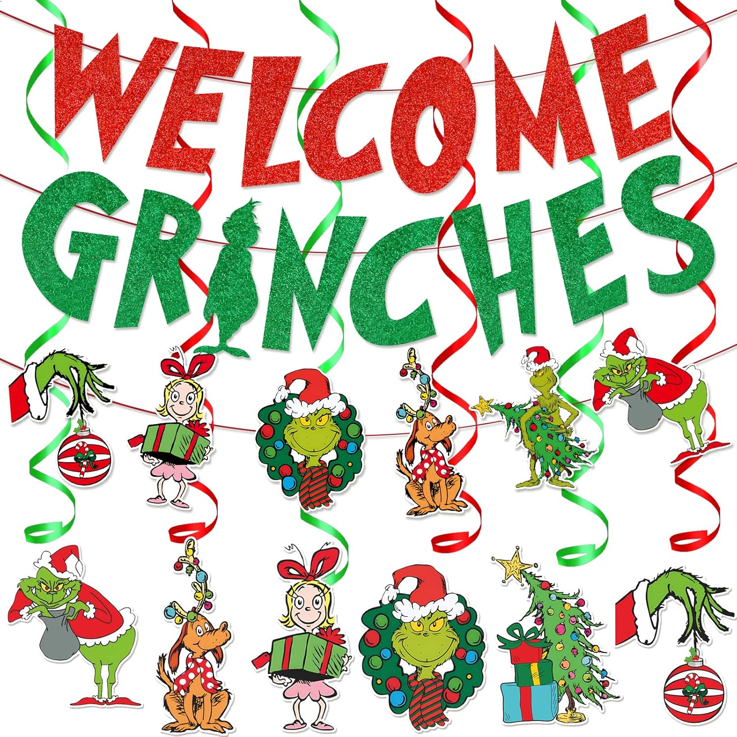 Amazon.com: The Christmas Decorations Welcome Christmas Banner Green ...