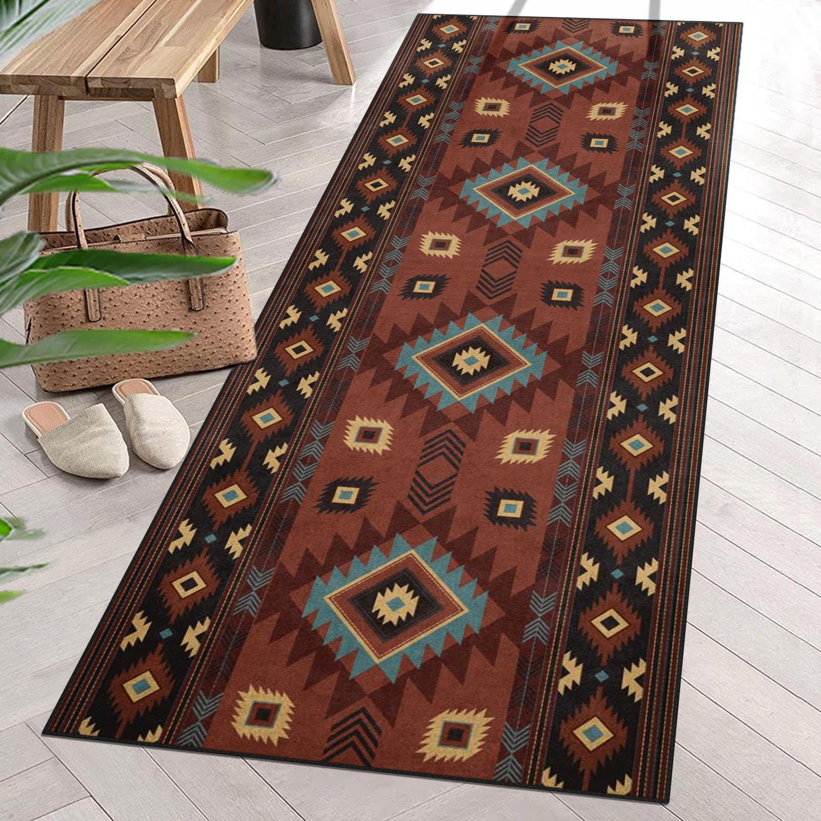 Amazon.com: Arttown Western Tribal American Brown Runner Rug 2' x 6 ...