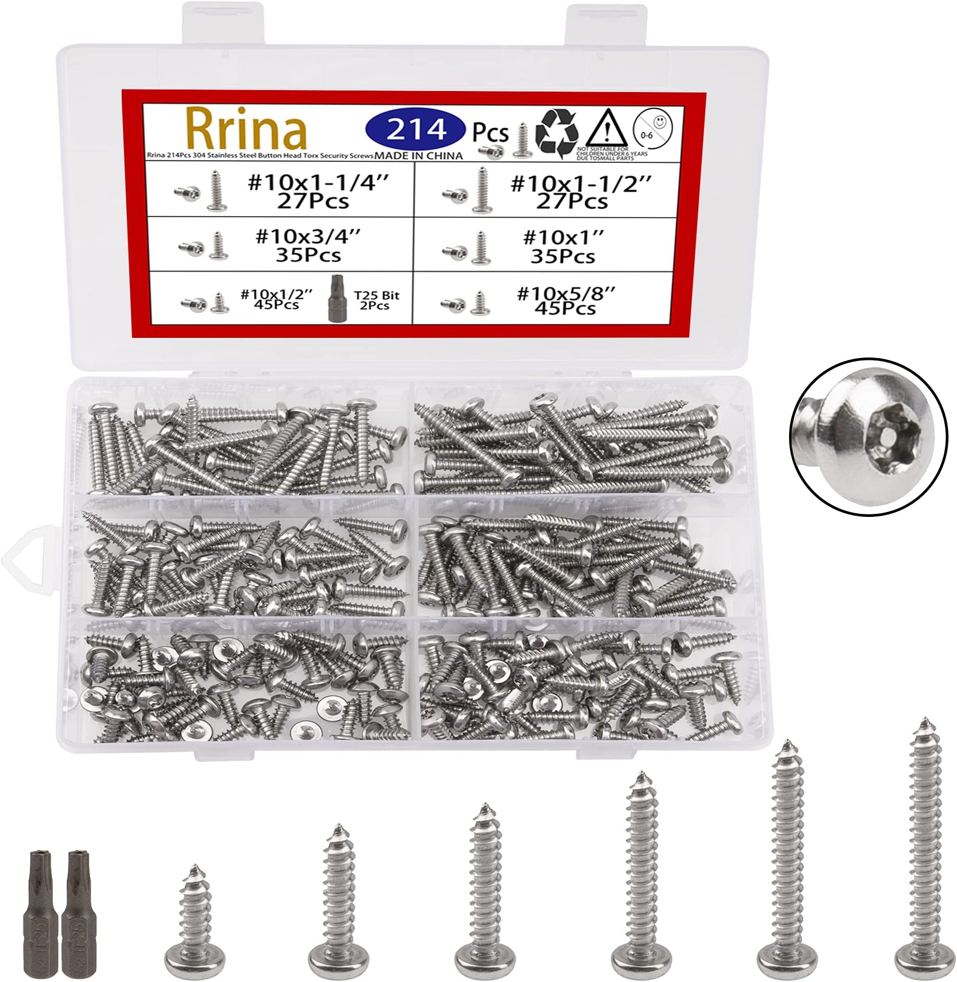 Amazon.com: M6 Tamper-Resistant Security Screws Flat Head Assortment ...
