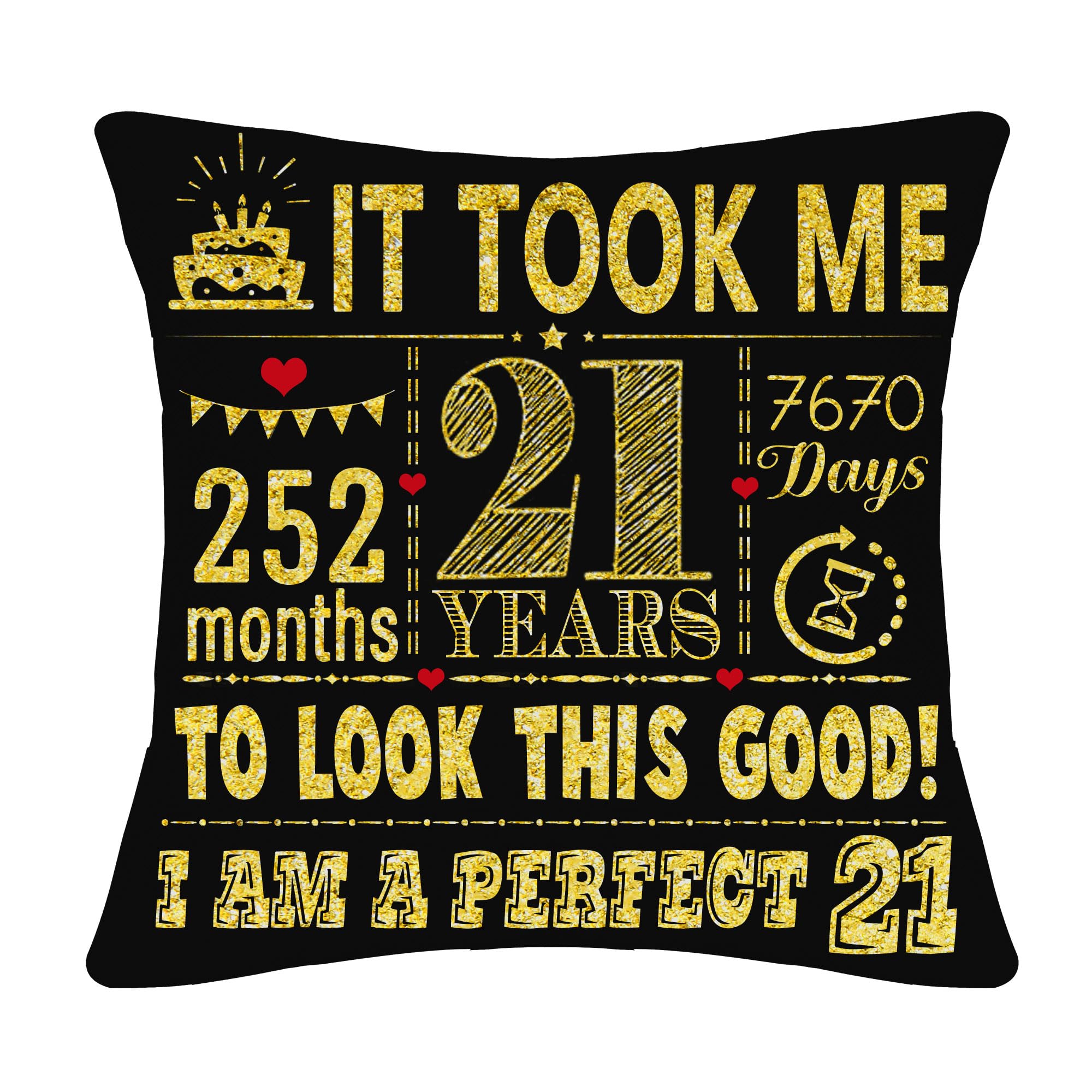 21st Birthday Present Gifts for 21 Years Old Girls Boys Black Cushion ...
