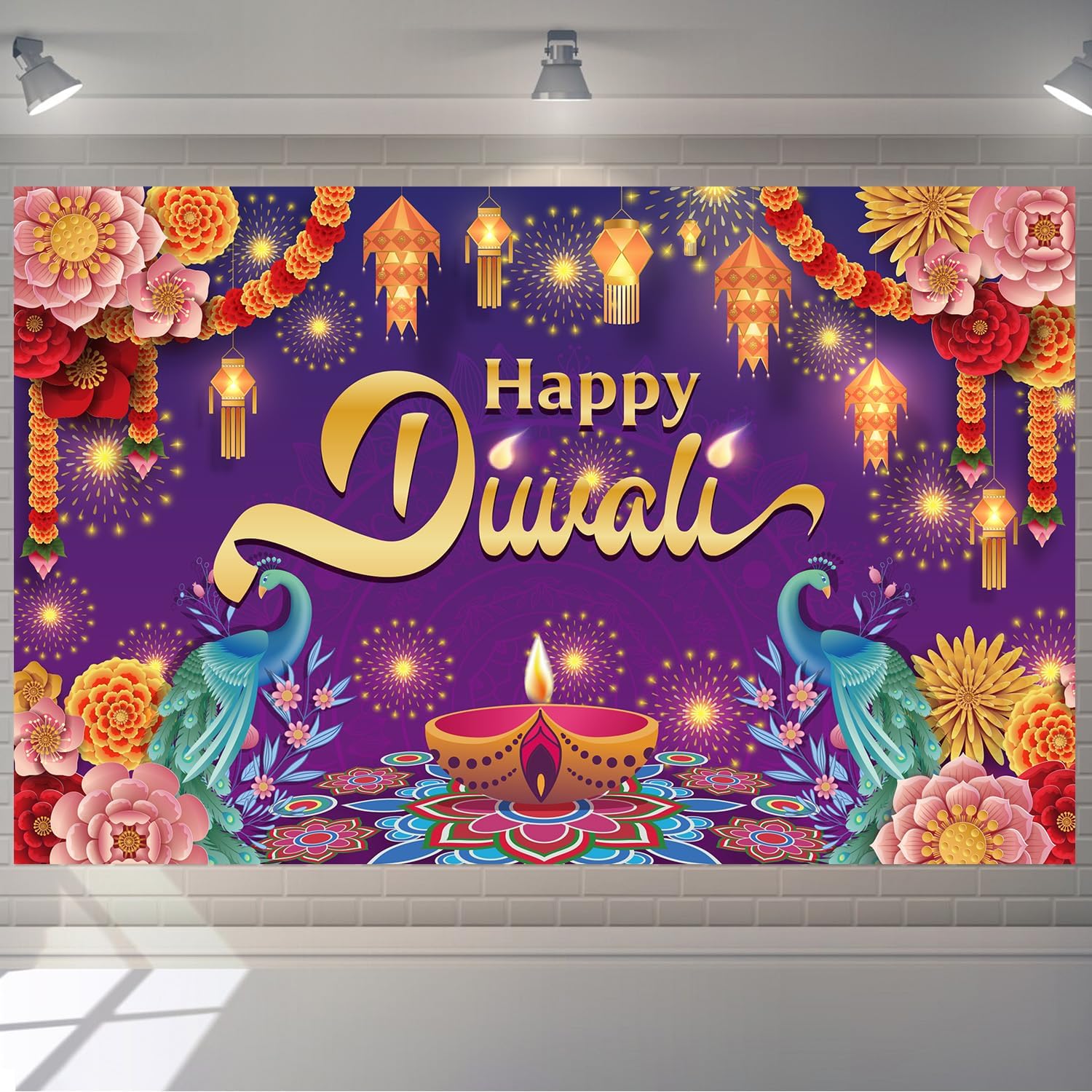 Amazon.com : Diwali Backdrop Banner, Happy Diwali Decorations for Home ...