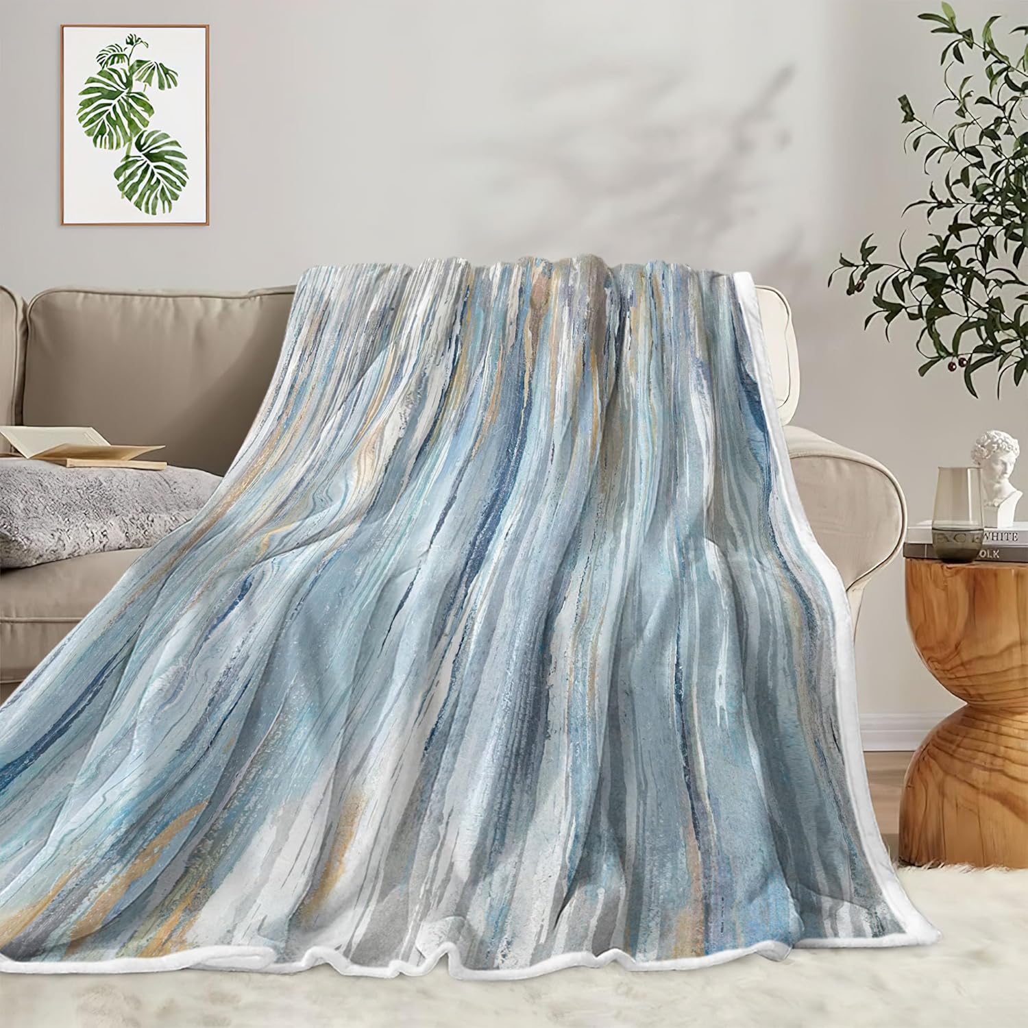 Amazon.com: JAWO Throw Blanket, light blue Blankets Abstract Soft ...