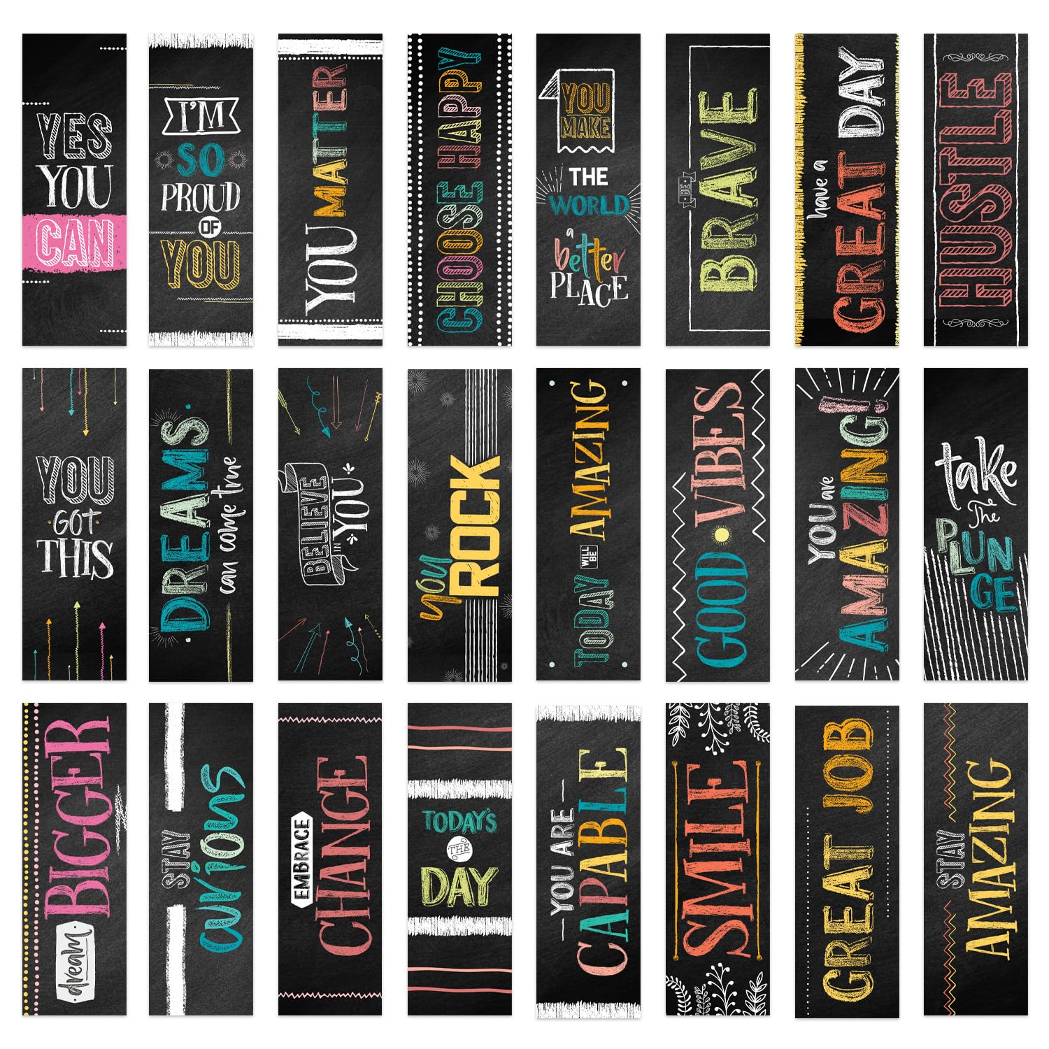 Amazon.com: Chalkboard Style Motivational Bookmarks / 24 Inspirational ...
