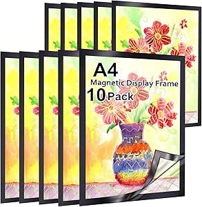 KASTWAVE A4 Self Adhesive Magnetic Display Frame, Magnetic Paper Holder ...