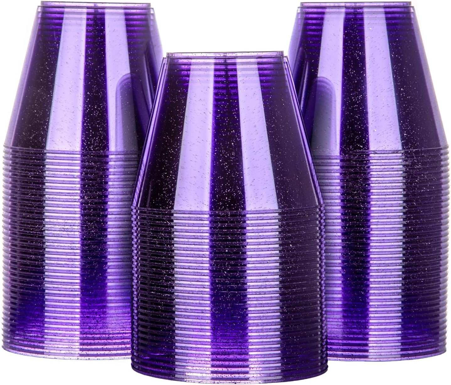 Amazon.com: Homy Feel 9 Oz Purple Glitter Plastic Cups - 100PCS ...