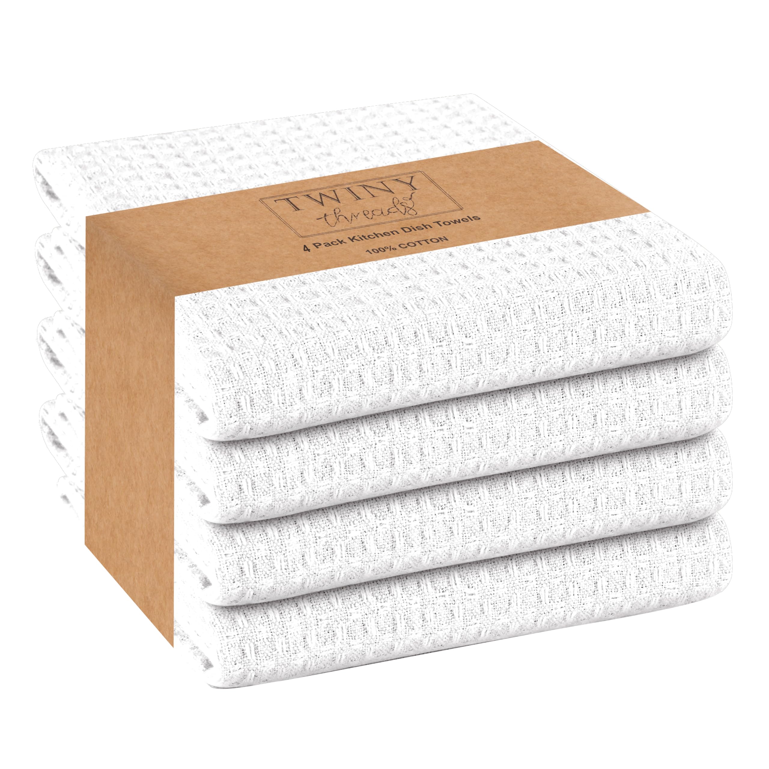 Amazon.com: TWINY threads Kitchen Towels Set of 4, 100% Soft Cotton ...