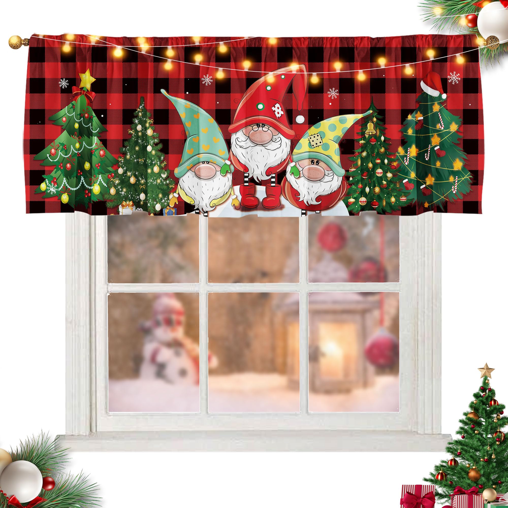 Amazon.com: SUNWISHA Christmas Santa Claus Curtains Valance for Kitchen ...