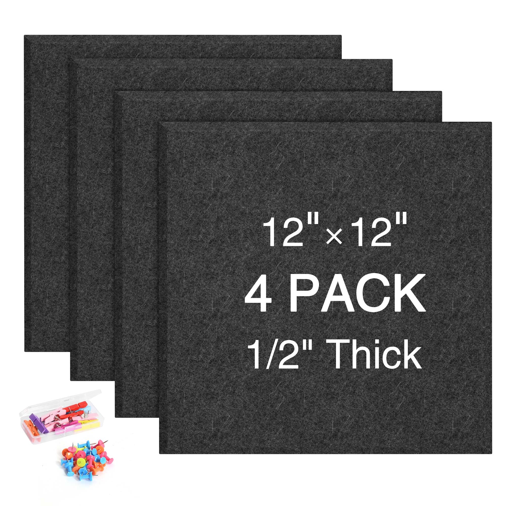 Snapklik.com : 4 Pack Felt Cork Board Tiles, 12x12 Cork Bulletin Board ...