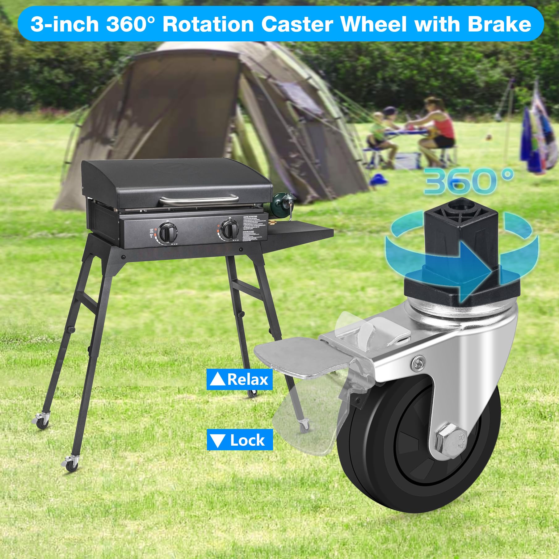Snapklik.com : Unidanho 3"" Caster Wheels For Blackstone Griddle Stand ...
