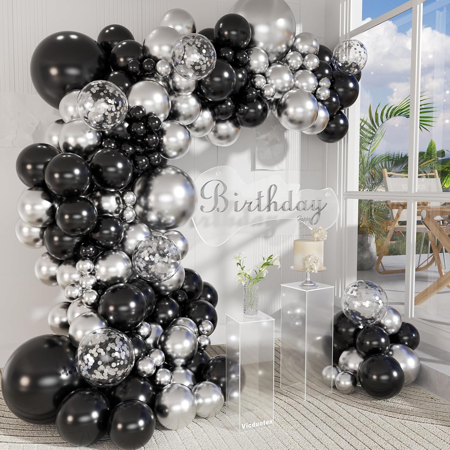 Amazon.com: 147pcs Black and Silver Balloons Garland Arch Kit, 18 12 10 ...