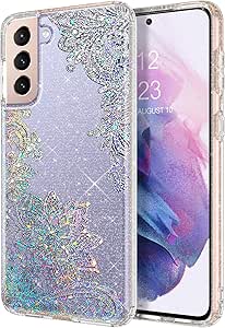 Amazon.com: KIOMY Clear Glitter Case for Samsung Galaxy S21 5G Slim Fit Sparkle Fashion Design ...