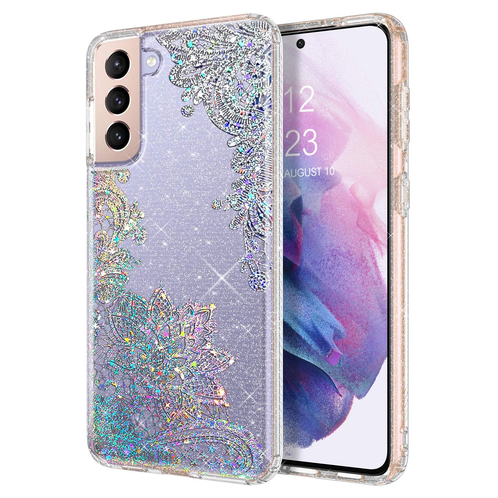 Amazon.com: KIOMY Clear Glitter Case for Samsung Galaxy S21 5G Slim Fit ...