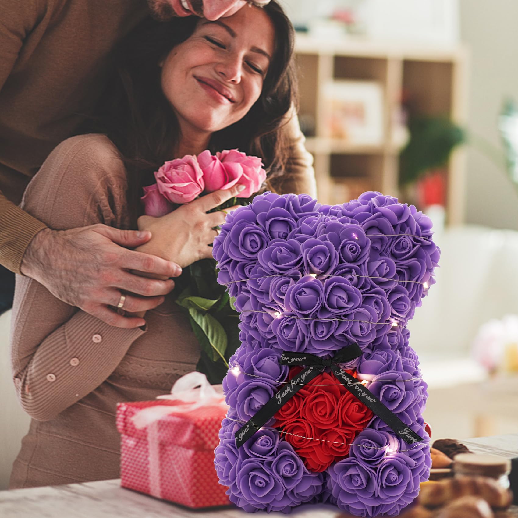 Snapklik.com : Flowers Rose Bear Valentines Day Gifts Lighted Up ...