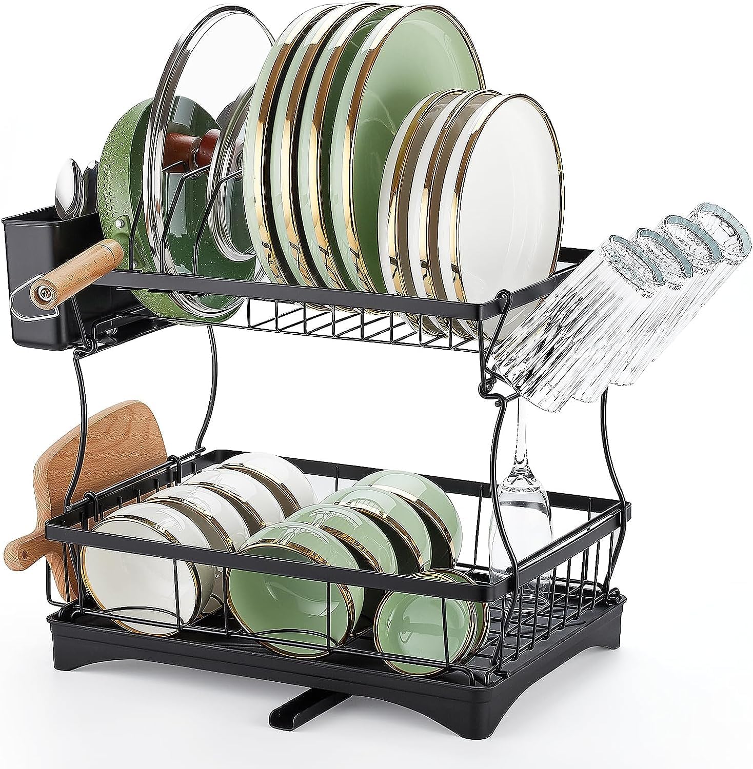 Amazon.com: Dish Drying Rack,2 Tier Stainless Steel Dish Racks with ...