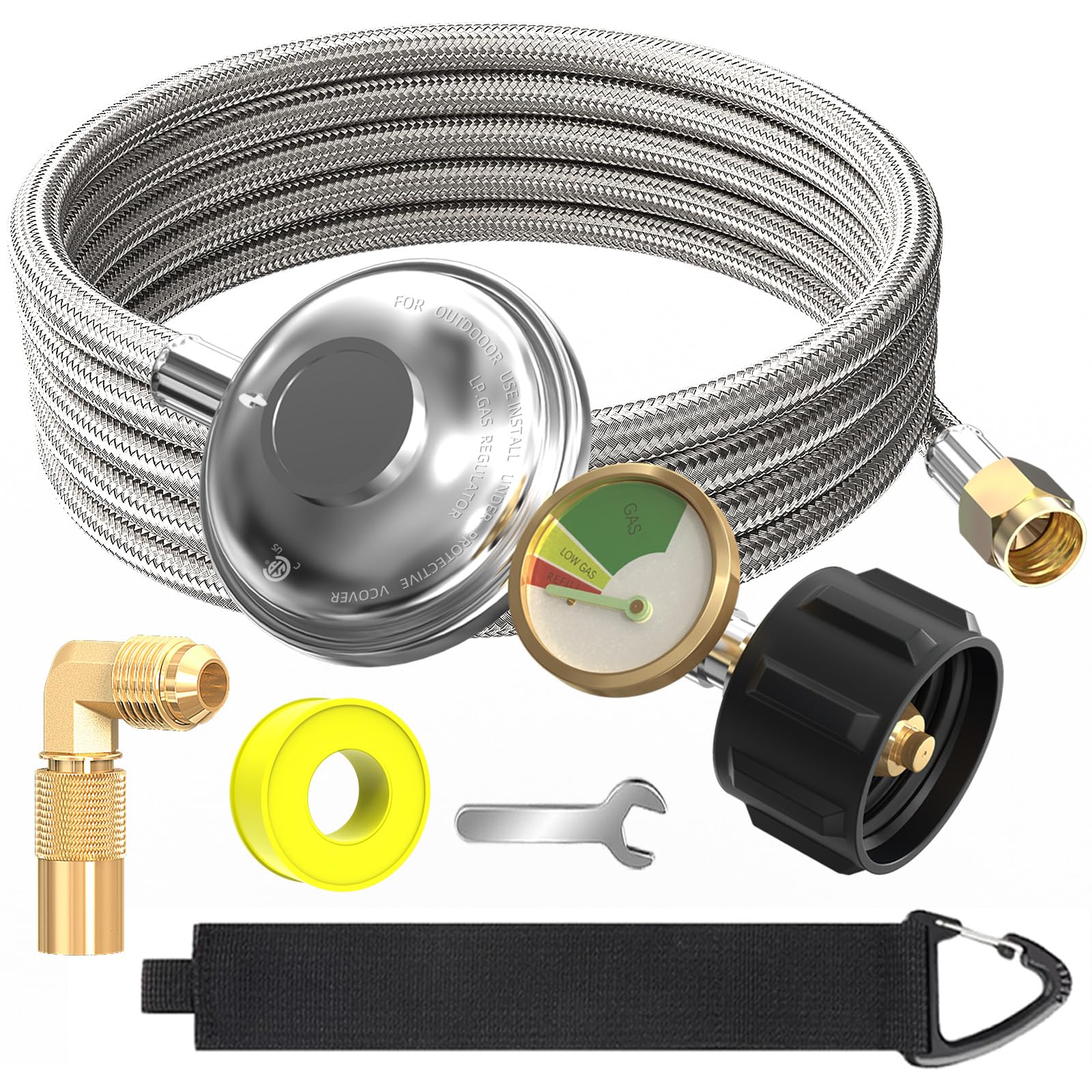 Amazon.com : Upgrade 6 FT Braided Propane Regulator and Hose with Gauge ...