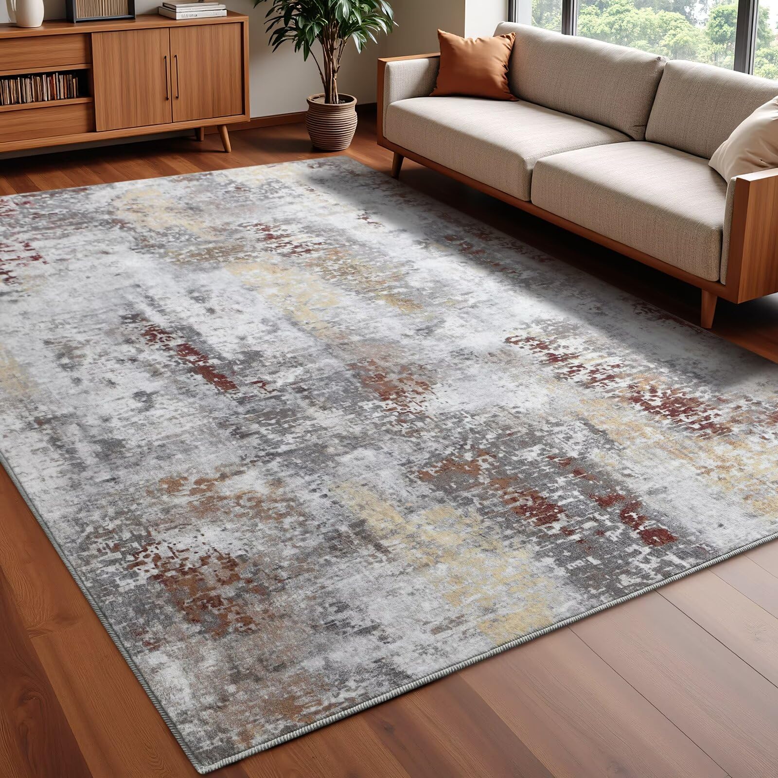 Amazon.com: Macgace Modern Abstract Rugs for Living Room, 5'x7' Machine ...