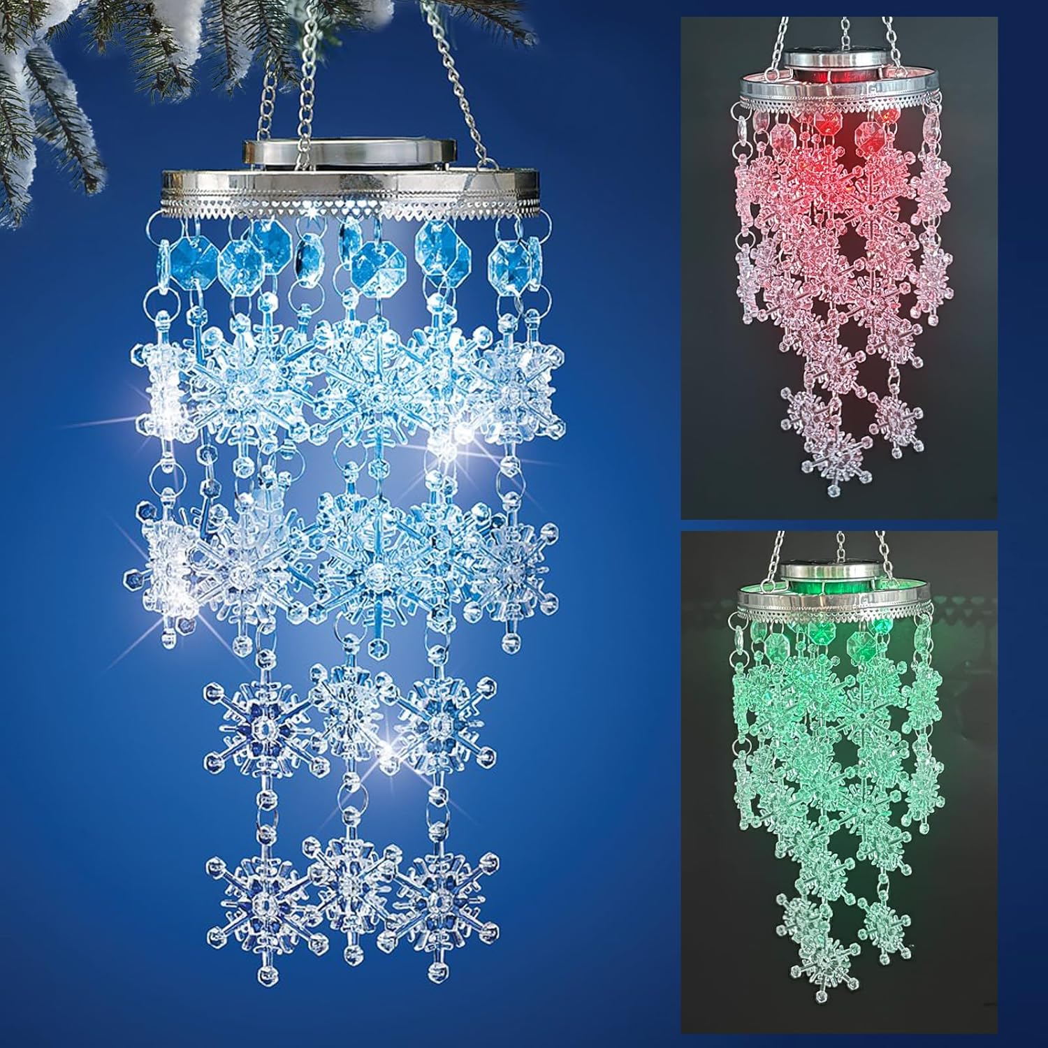 Amazon.com : Solar Snowflakes Wind Chimes for Outside,Color Changing ...