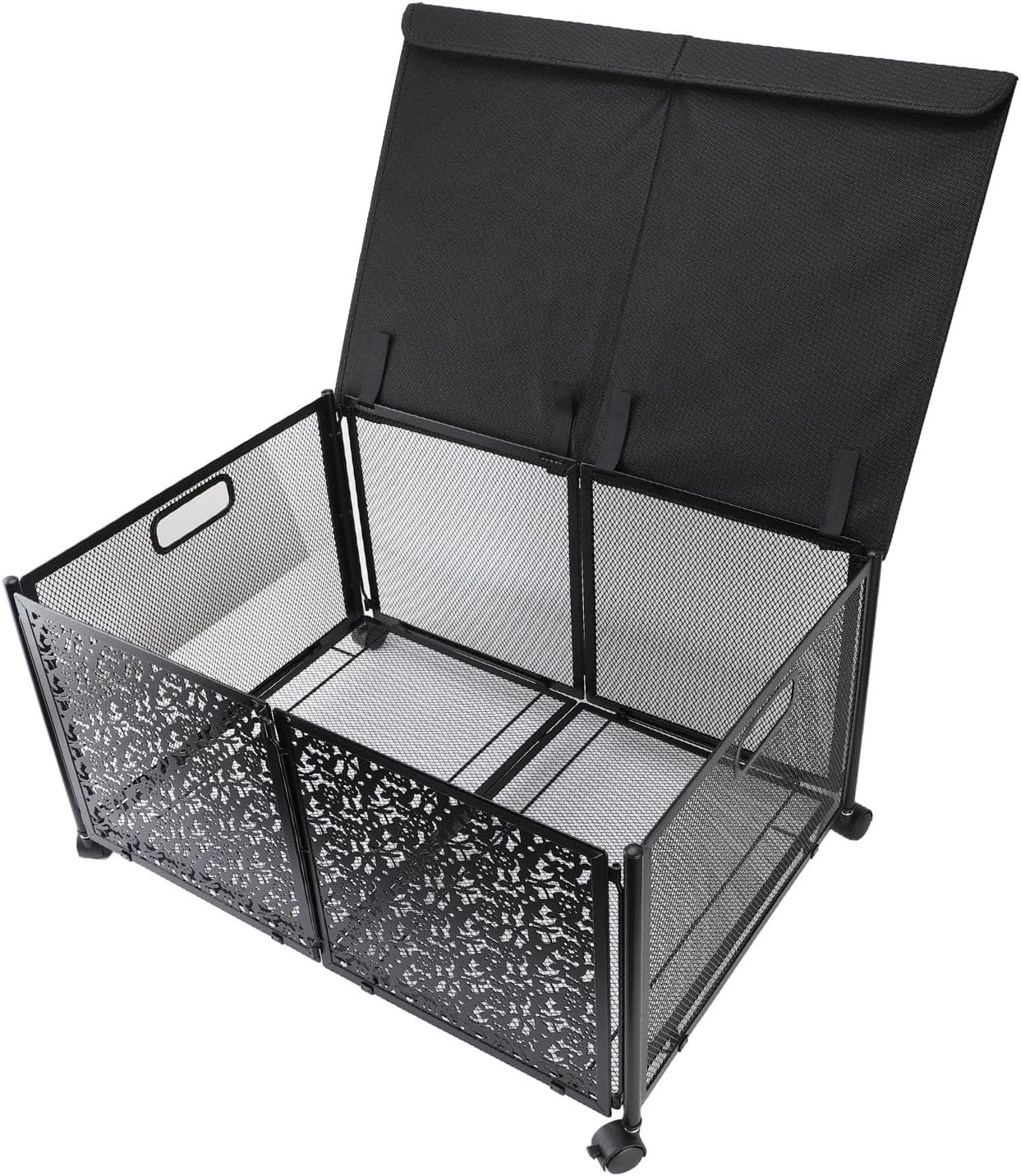 Metal Toy Box Rotating Wheels Large Toy Box Portable Space Saver for ...