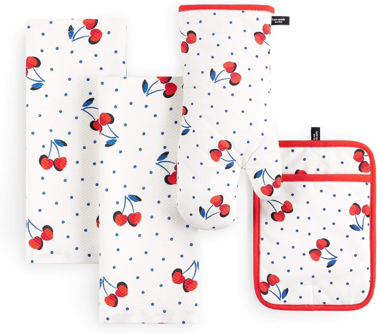 Amazon.com: Kate Spade New York Cherry Dot Kitchen Towel, Oven Mitt ...