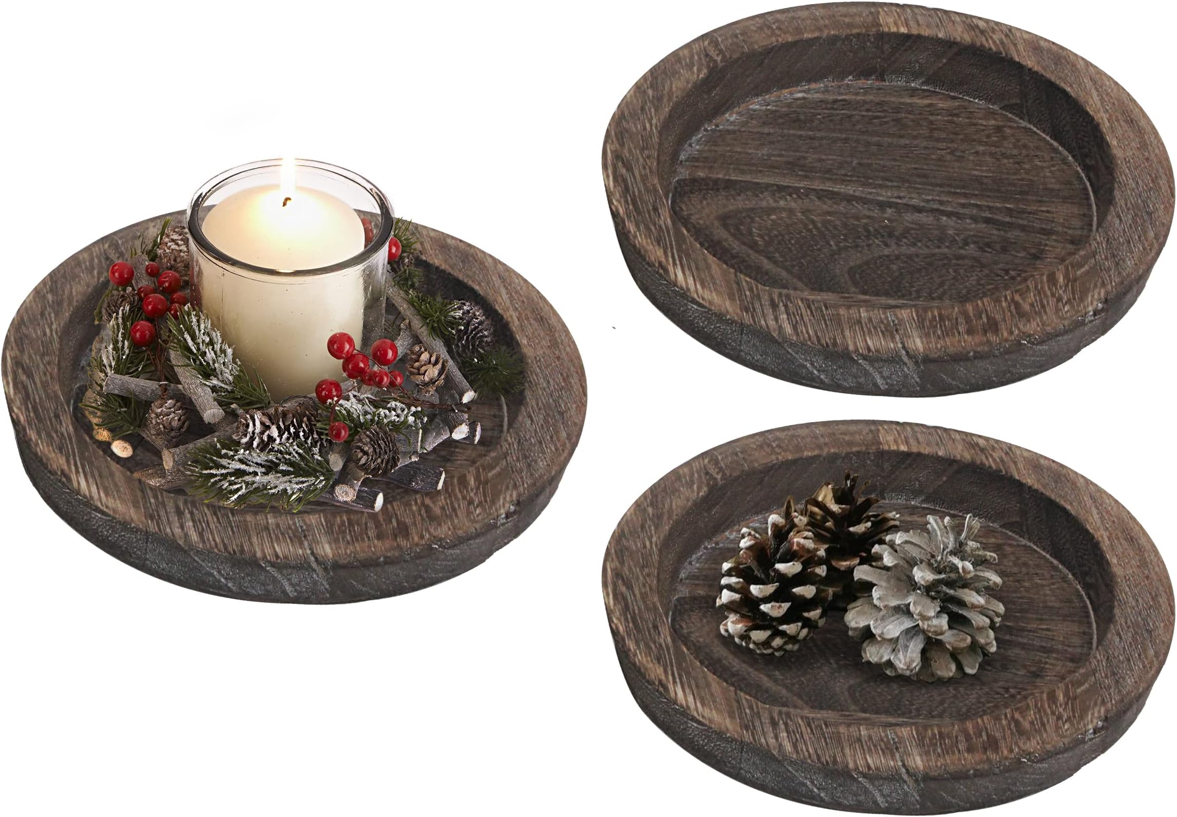 Amazon.com: Vixdonos Rustic Wooden Tray Farmhouse Decorative Plate ...