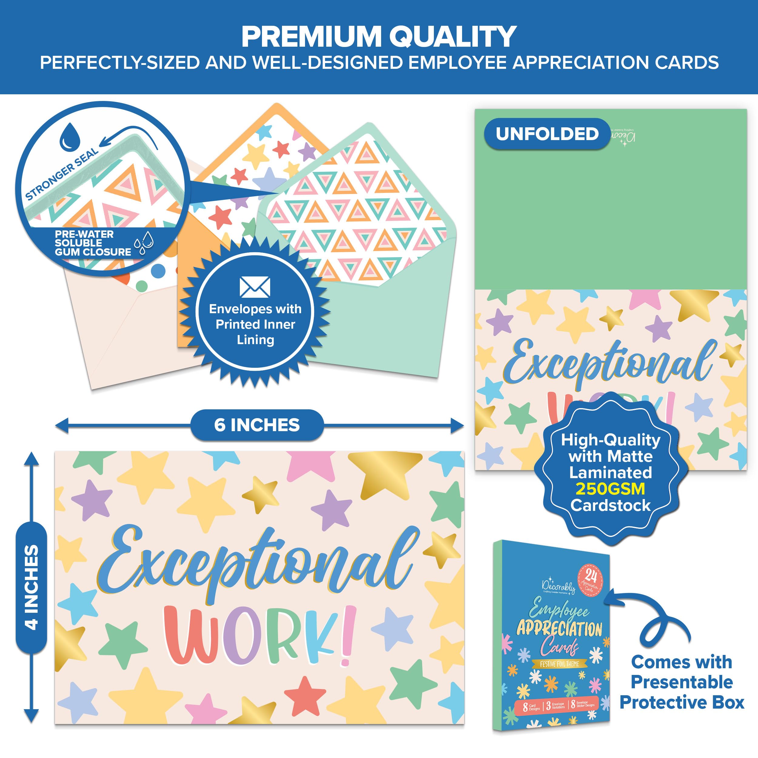 Snapklik.com : Decorably 24 Pack Gold-Foiled 6x4in Great Job Cards For ...