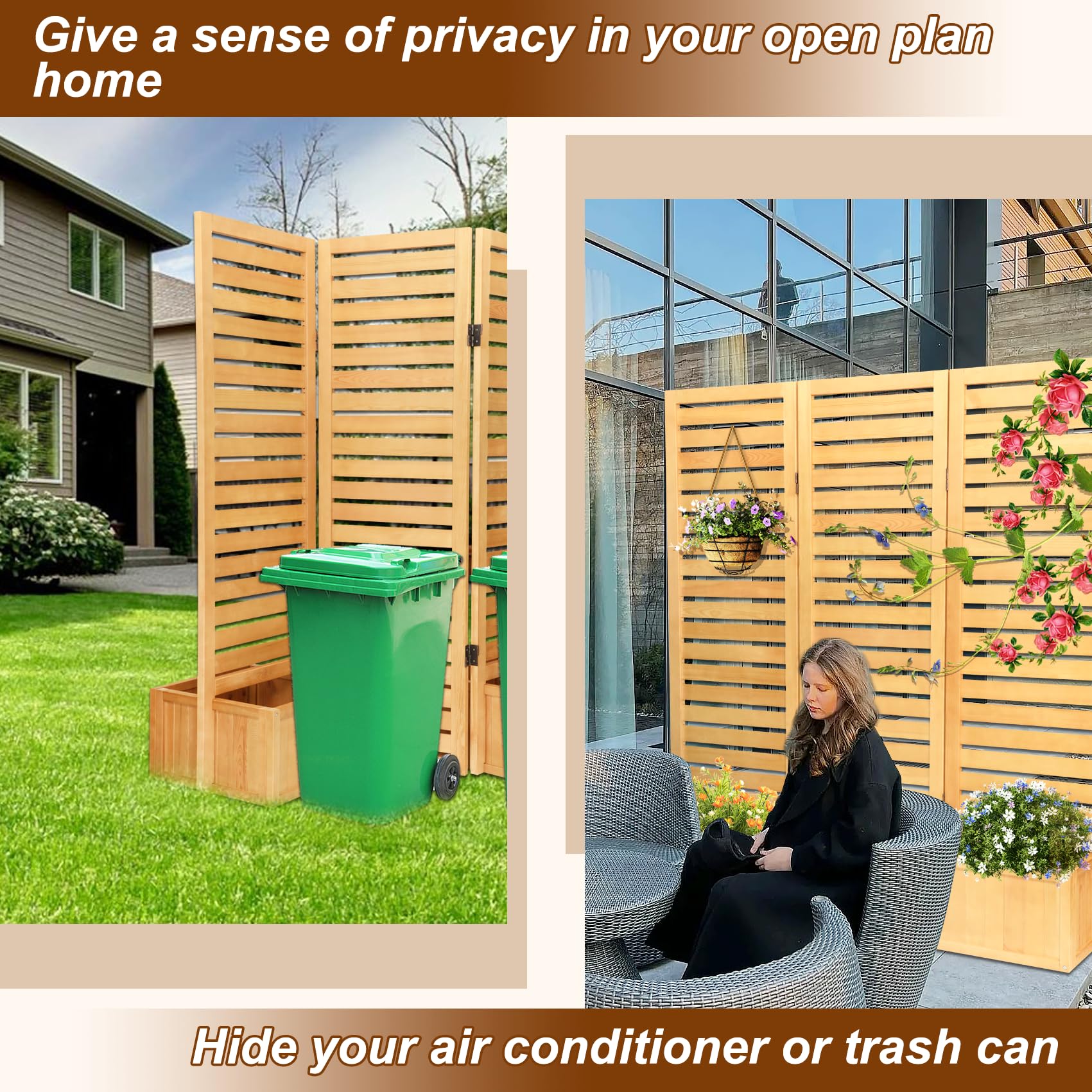 Snapklik.com : Upgrade Planter Screen, 55X52X16 Freestanding Privacy ...