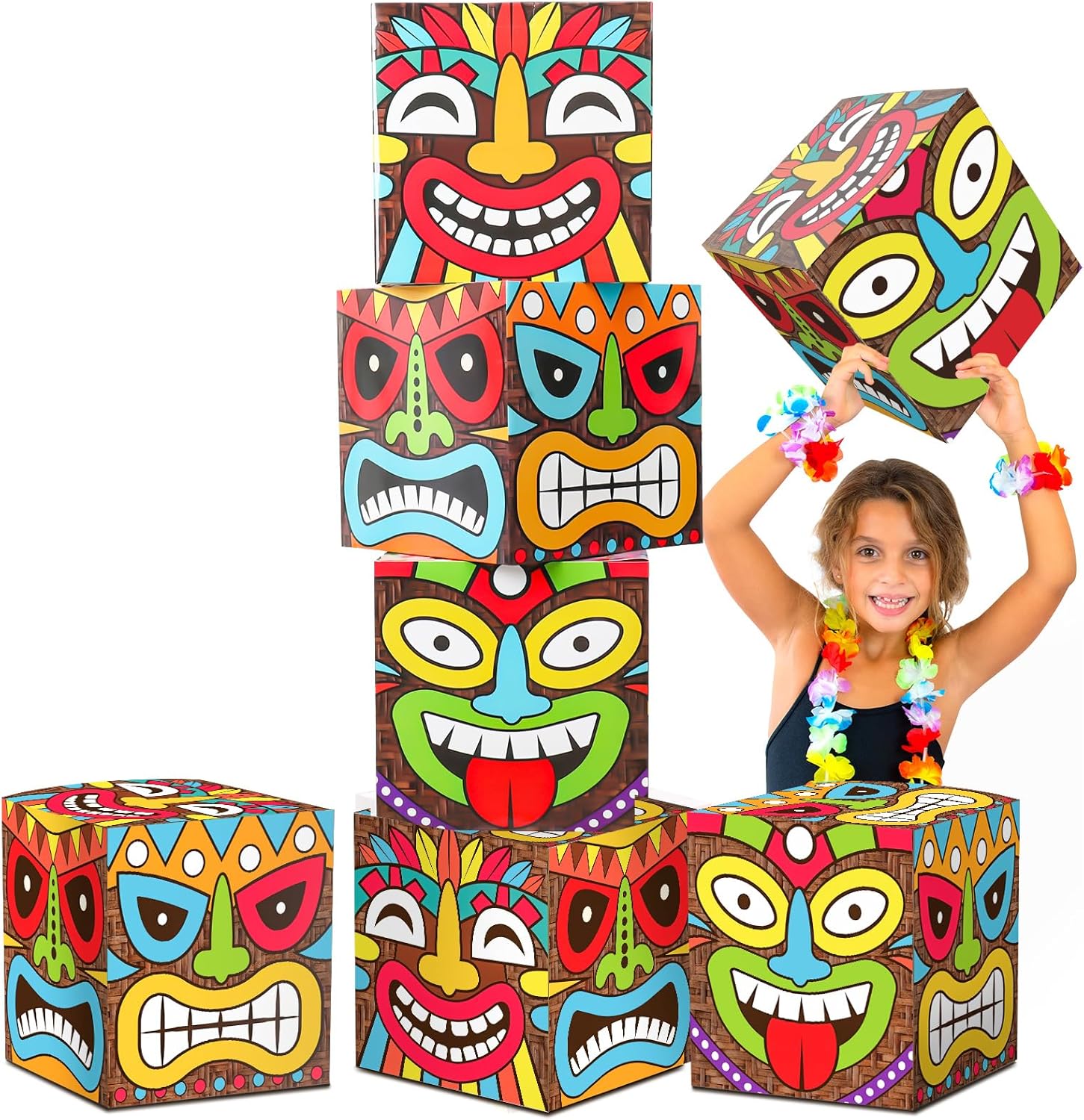 Amazon.com: Fjoron 6 PCS Tiki Boxes 11.8 x 11.8 Inch Hawaiian Luau ...