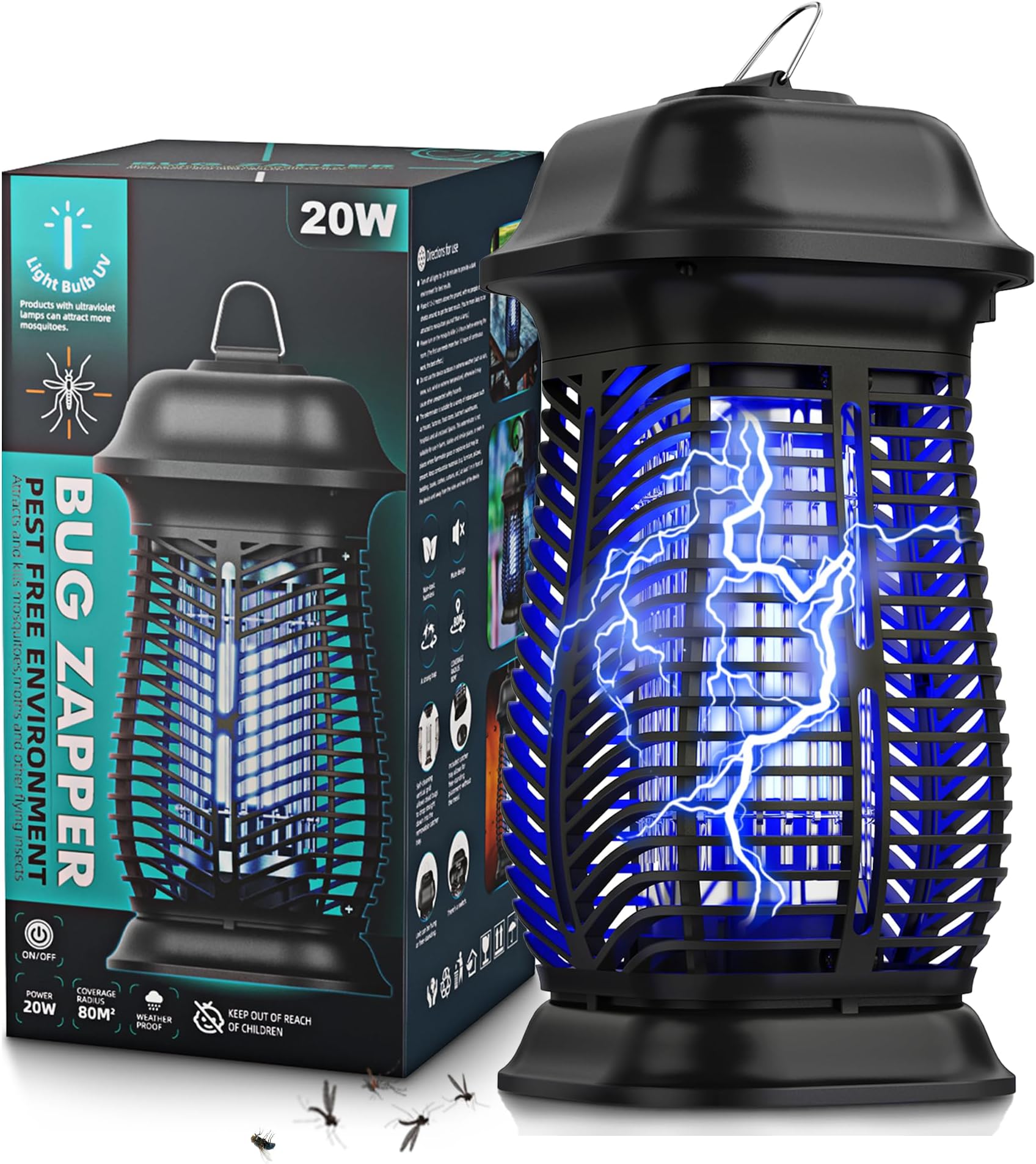 Amazon.com : POWIFY Bug Zapper Outdoor, Electric Mosquito Zapper with 6 ...