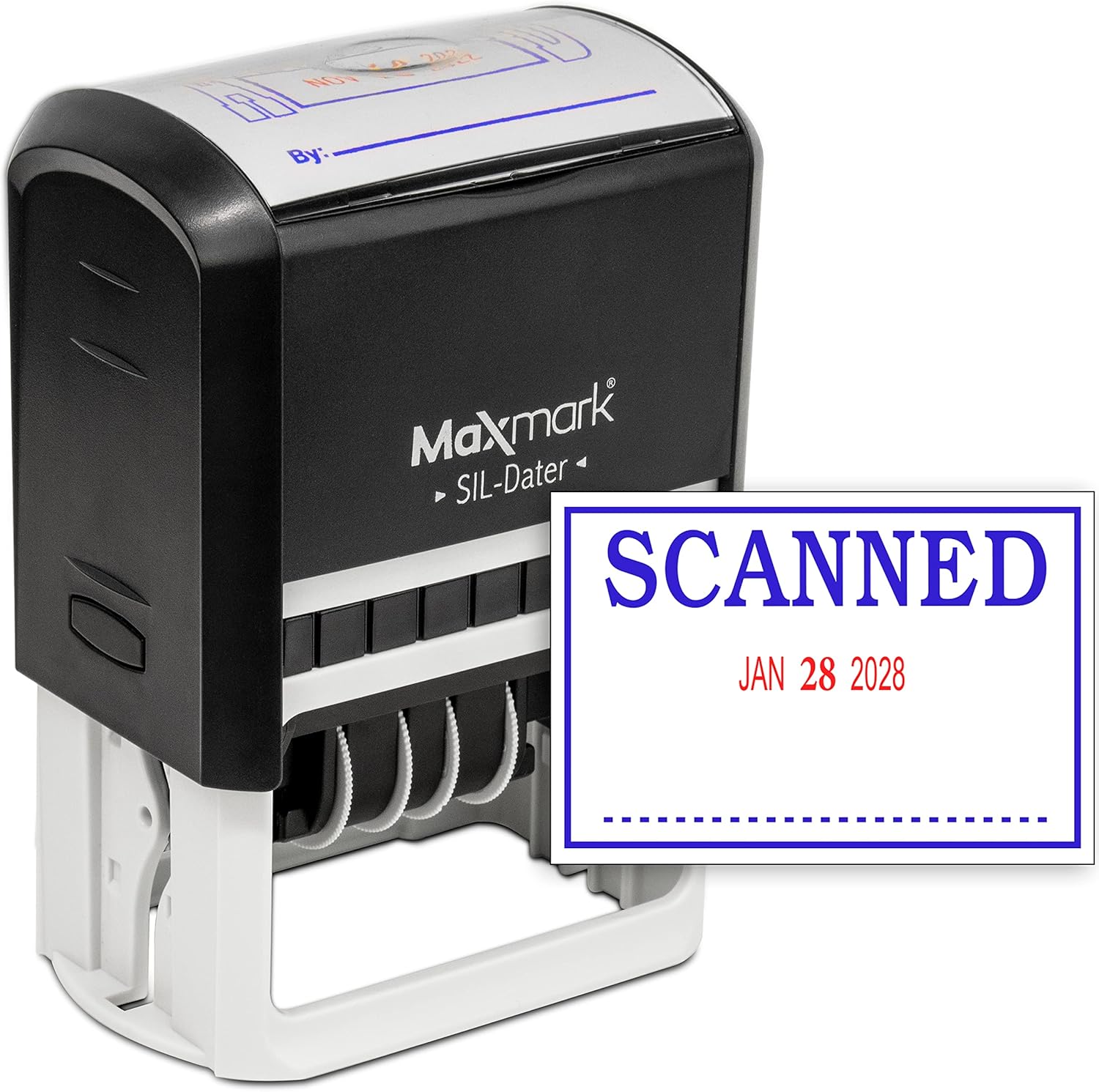 Amazon.com : MaxMark Large Self-Inking Rubber Date Office Stamp with ...