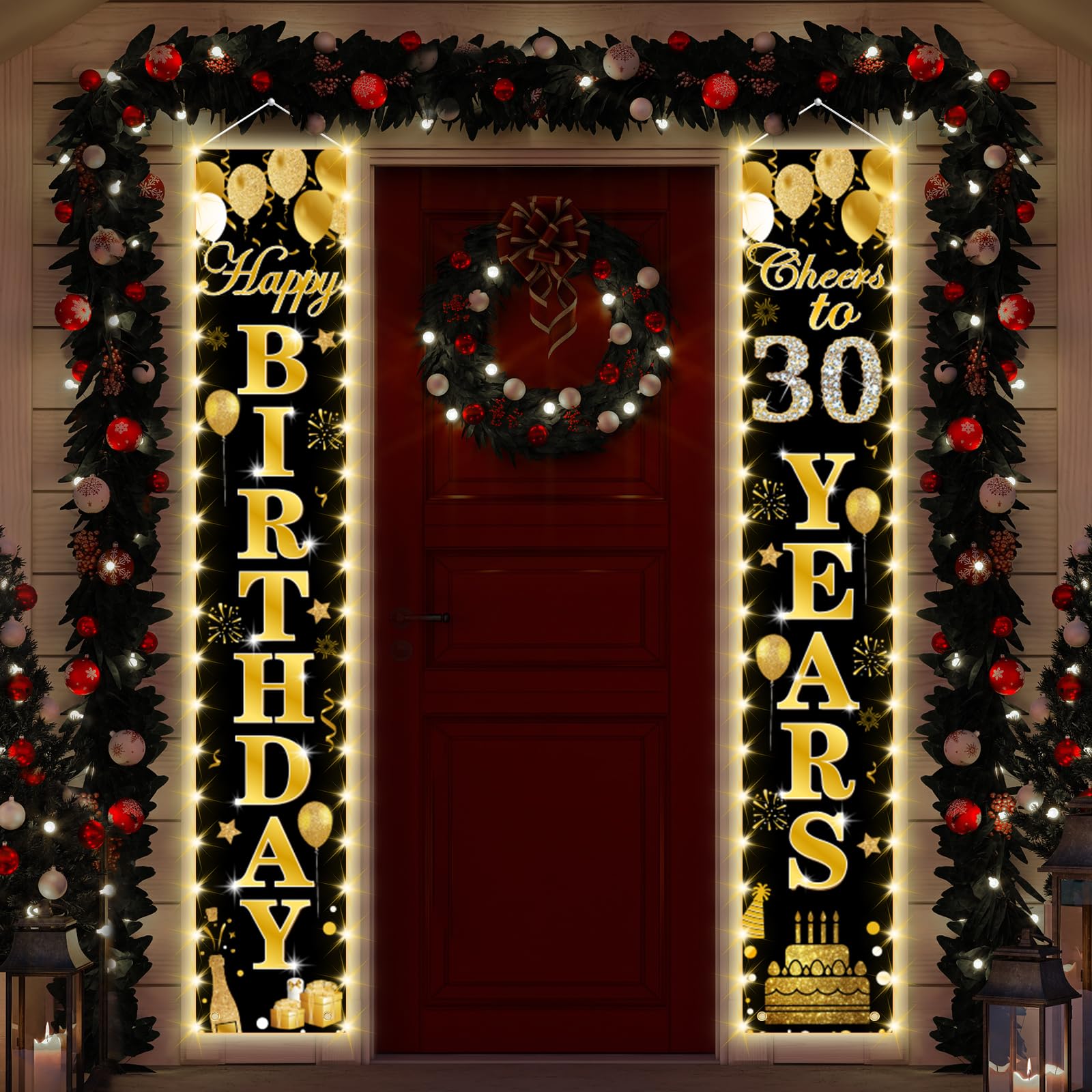 Amazon.com: 71 x 12 Inches 30th Happy Birthday Lighted Banner for ...