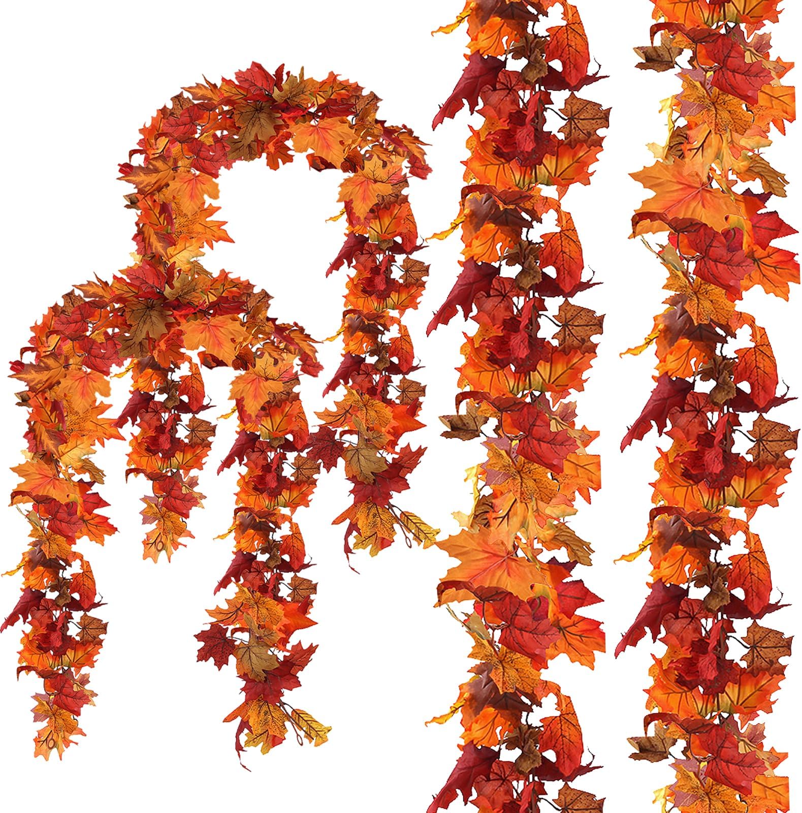 Amazon.com: Fall Decor Maple Leaf Garland - 2 Pack 11.4 Ft Fall Garland ...