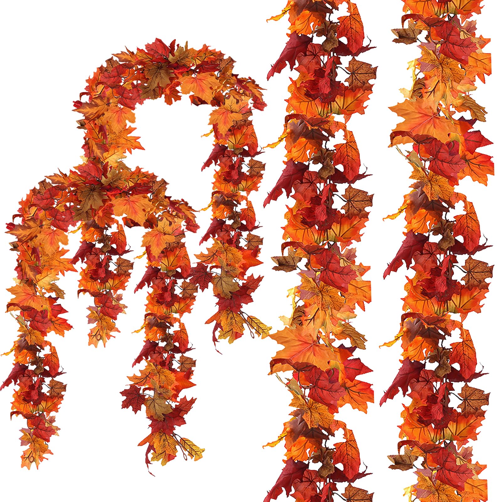Amazon.com: CQURE 4 Pack Fall Leaf Garland, Hanging Fall Vines Autumn ...
