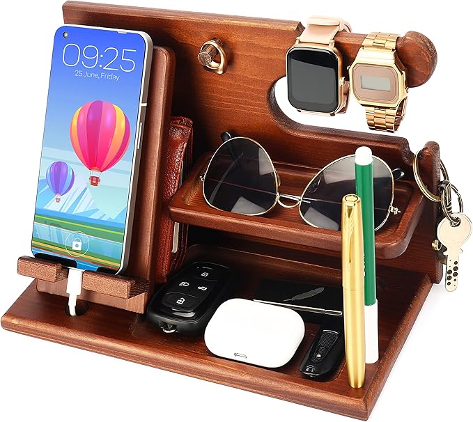 BELLE VOUS Wooden Phone Docking Station - Nightstand/Bedside Table ...