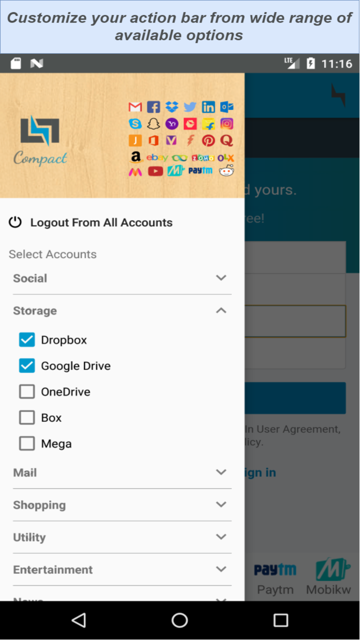 Compact : All in one app for Social media,Mail,Shopping,Entertainment ...