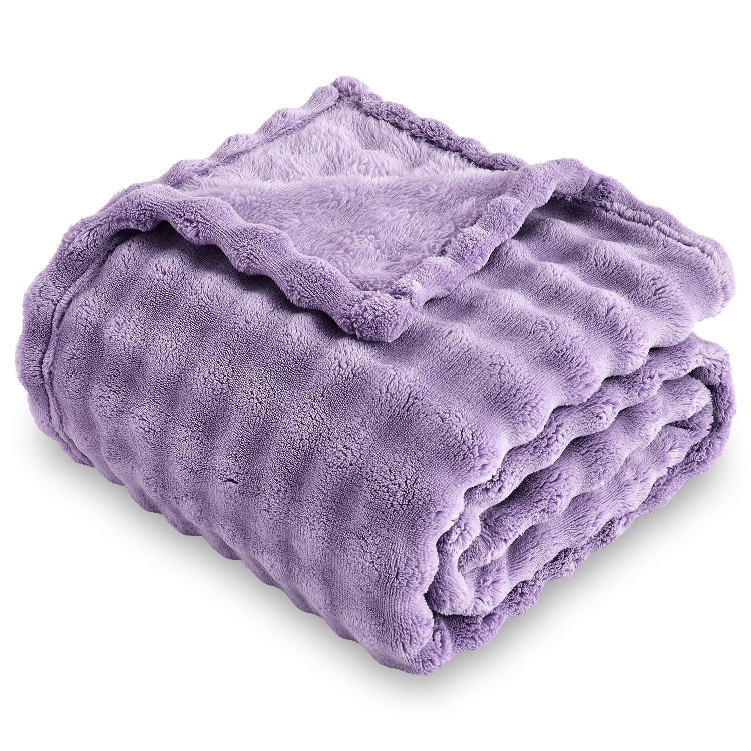 Amazon.com: SOCHOW Dusty Purple Bubble Fleece Blanket for Couch, Super ...